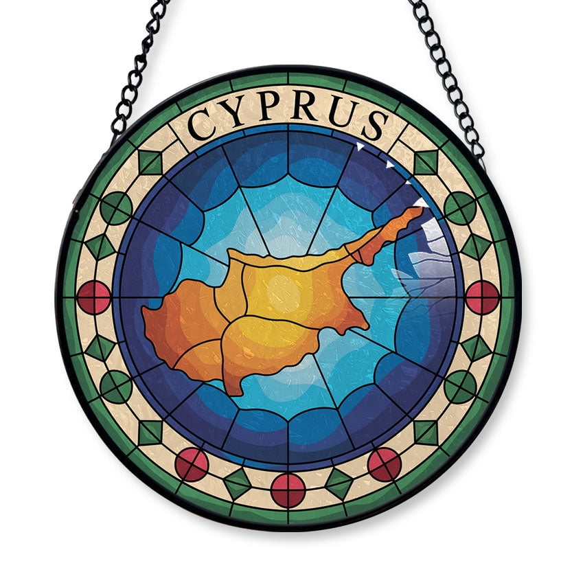 Cyprus Travel Decor Suncatcher Stained Glass Window Hanging, Gift for ...