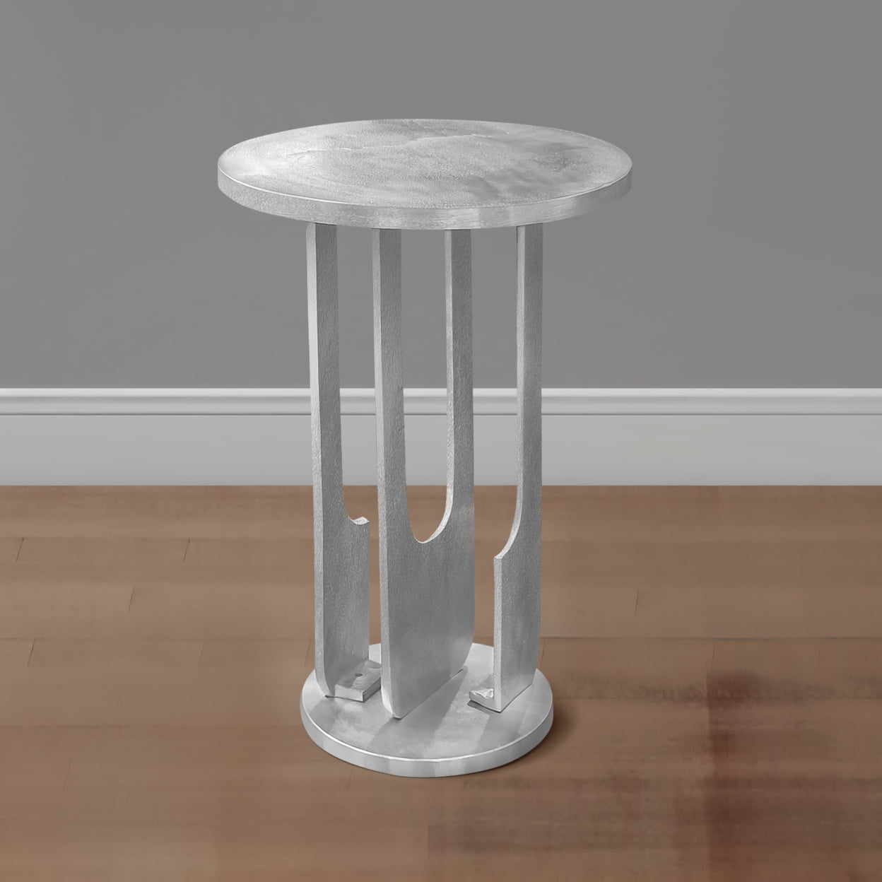 Cyrus 18 Inch Round Accent Side Table, Textured Top, Cast Aluminum ...