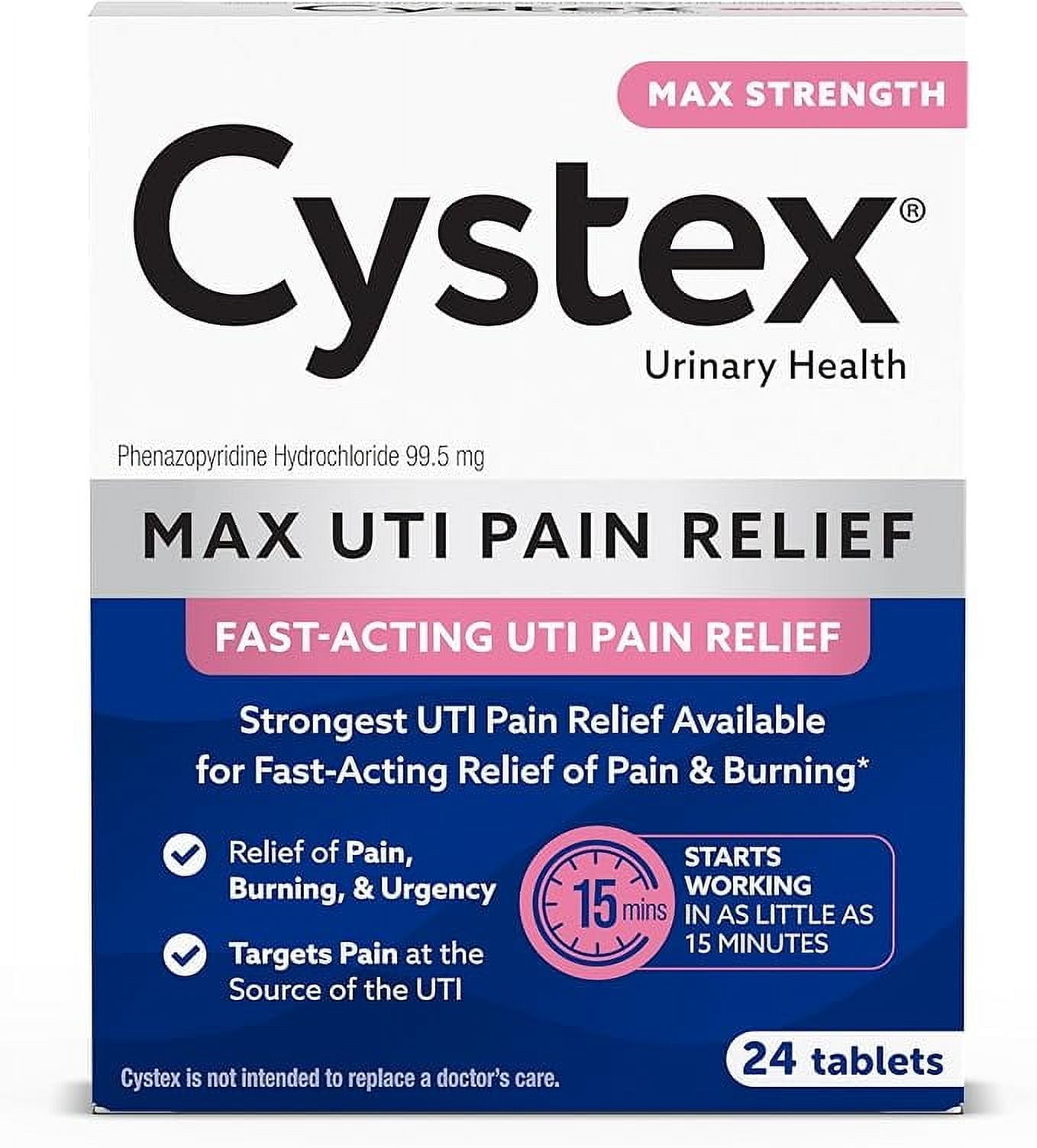 Cystex UTI Pain Relief for Women and Men, Phenazopyridine HCl 99.5mg ...