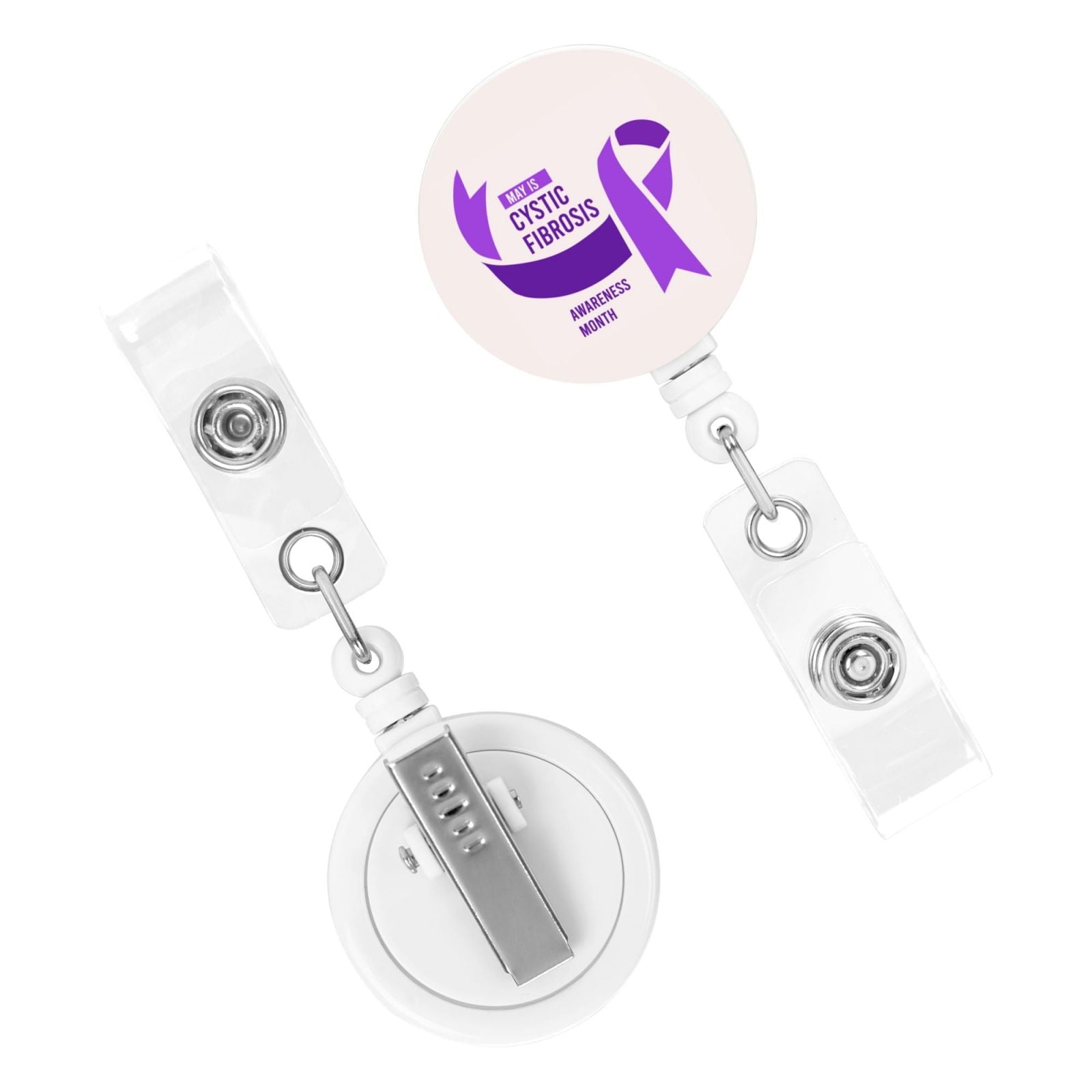 Cystic Fibrosis Awareness Month Purple Ribbon Badge Reel Retractable ...