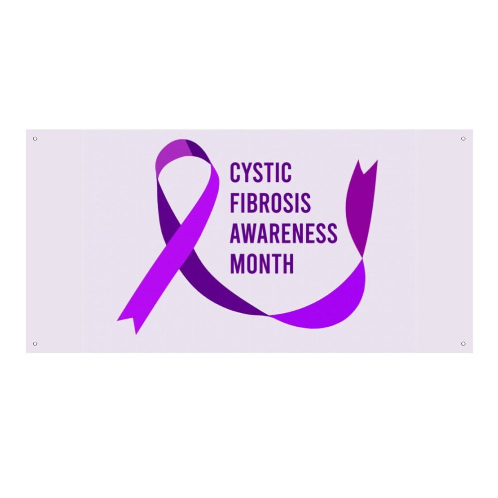 Cystic Fibrosis Awareness Month Purple Ribbon Banner Backdrop Large Banner Decorations Yard ...