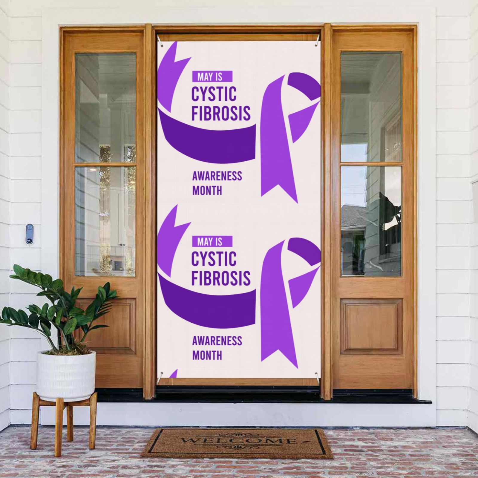 Cystic Fibrosis Awareness Month Purple Ribbon Door Cover Decoration ...