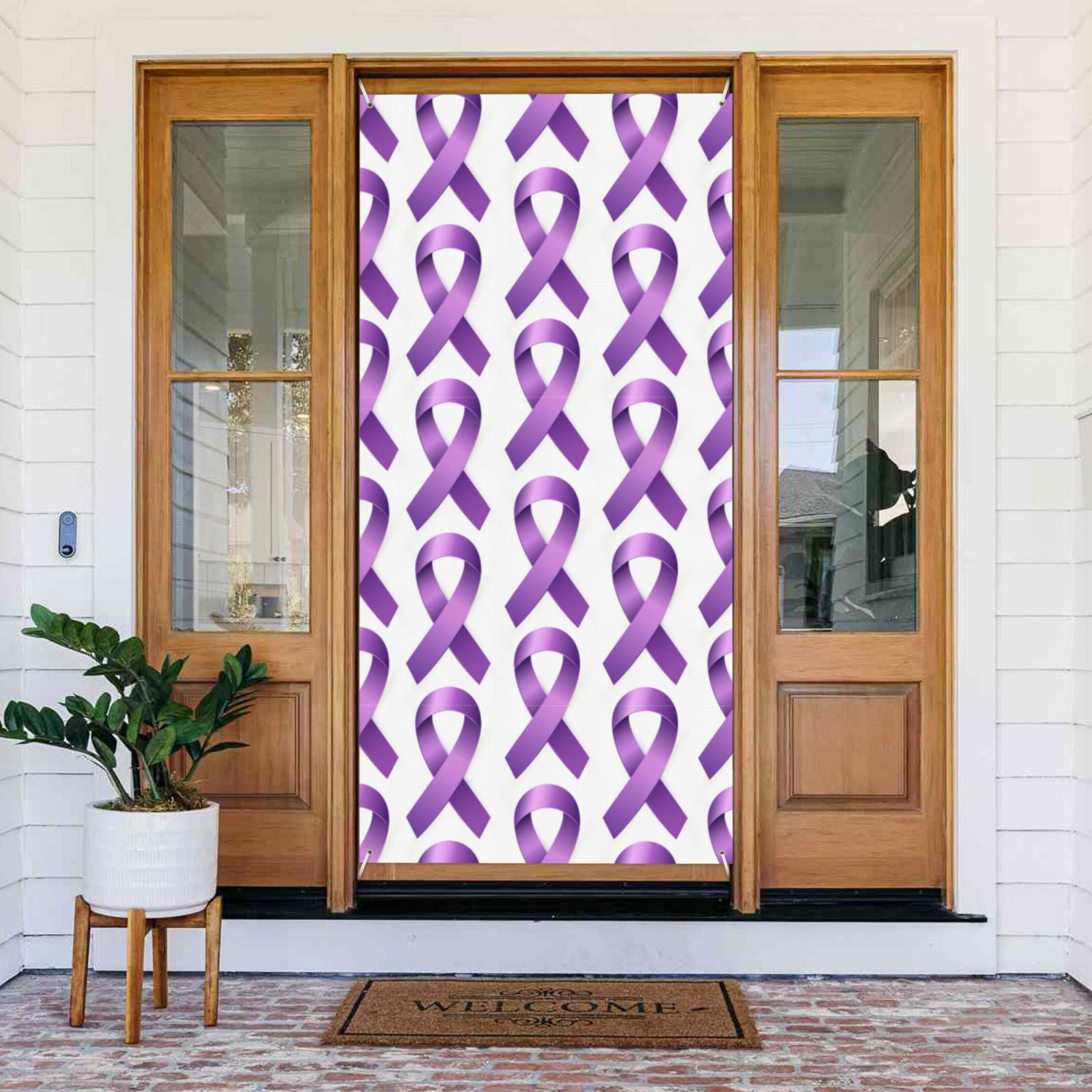 Cystic Fibrosis Awareness Month Purple Ribbon Door Cover Decoration ...