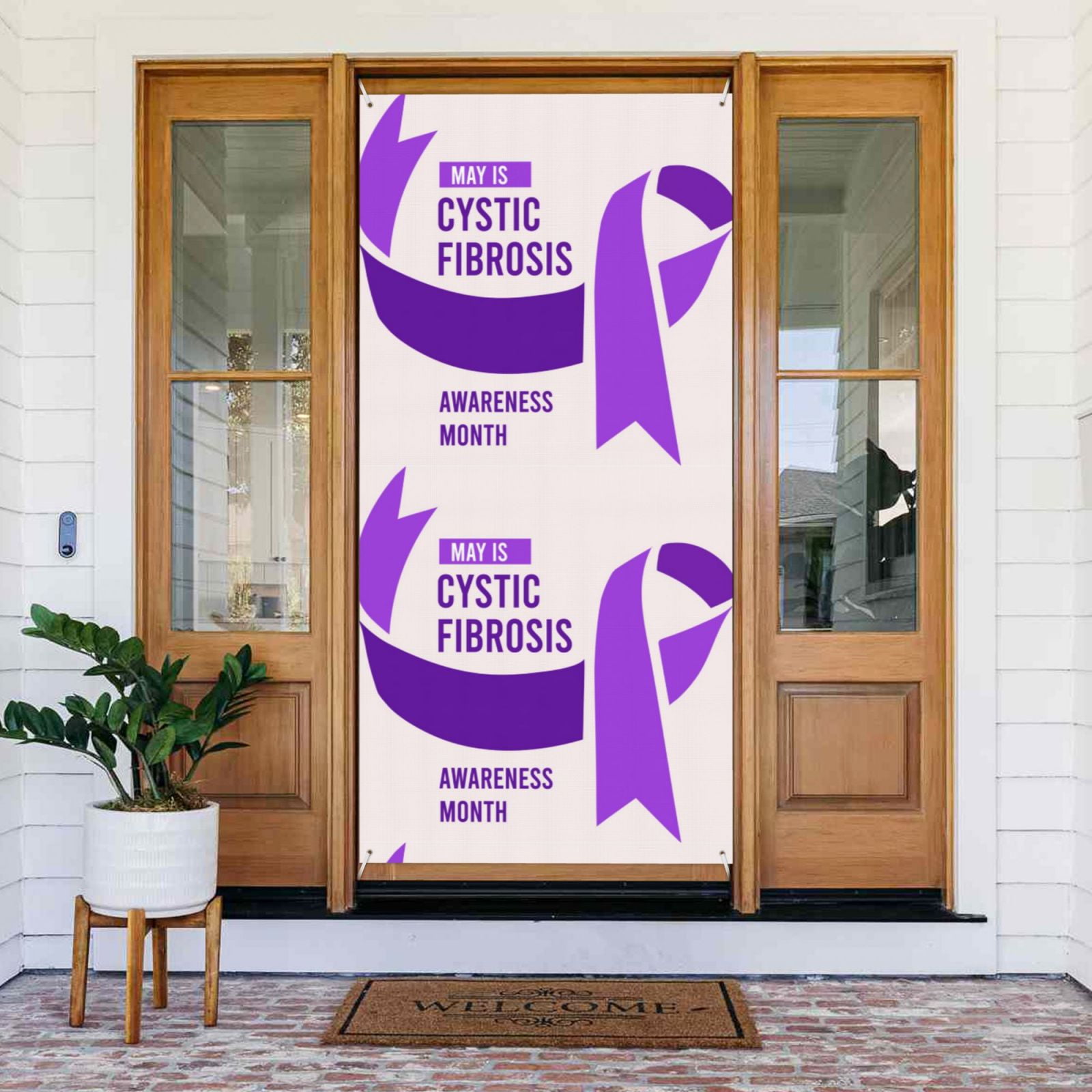 Cystic Fibrosis Awareness Month Purple Ribbon Door Cover Decoration ...