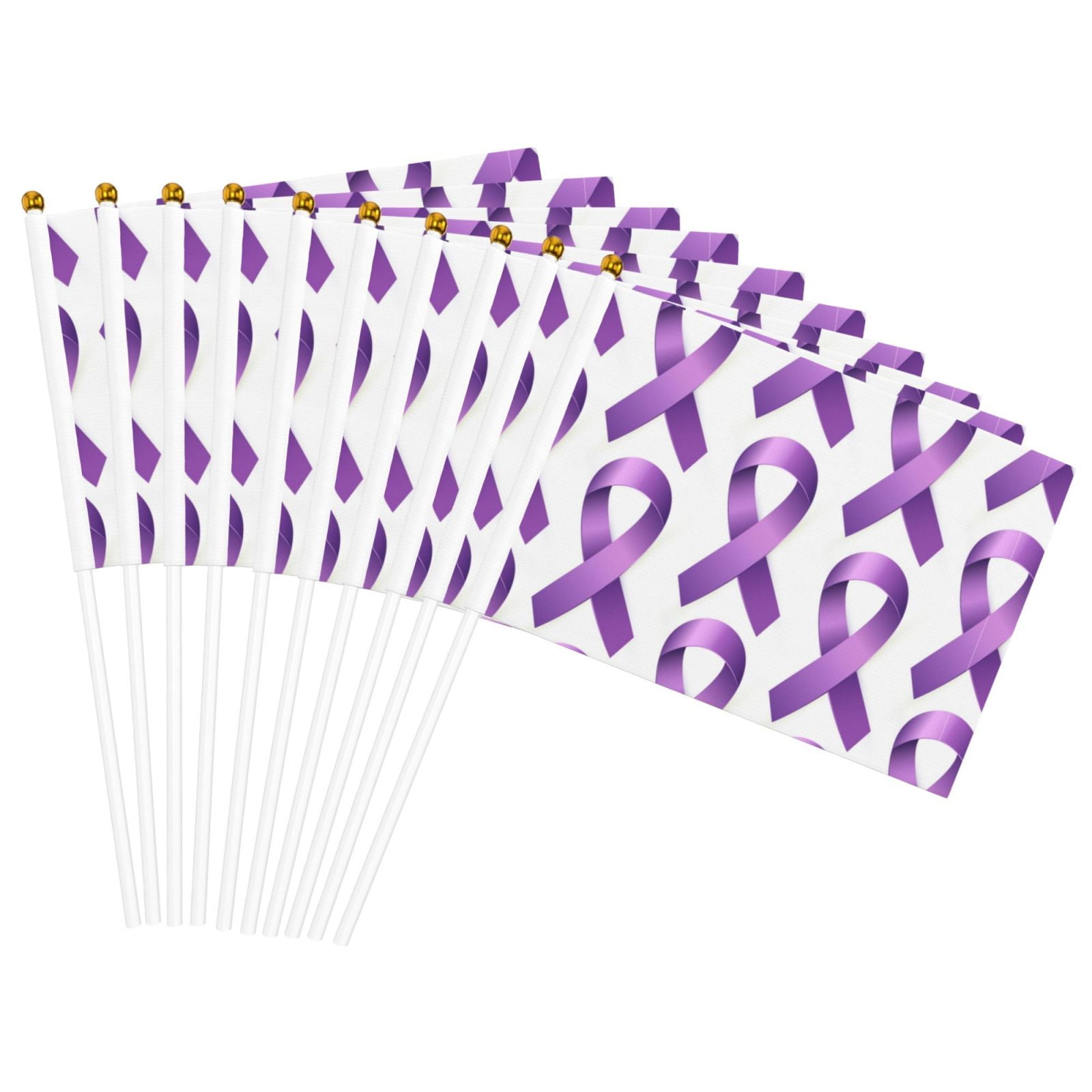 Cystic Fibrosis Awareness Month Purple Ribbon Flag Small Flags Stick 5. ...