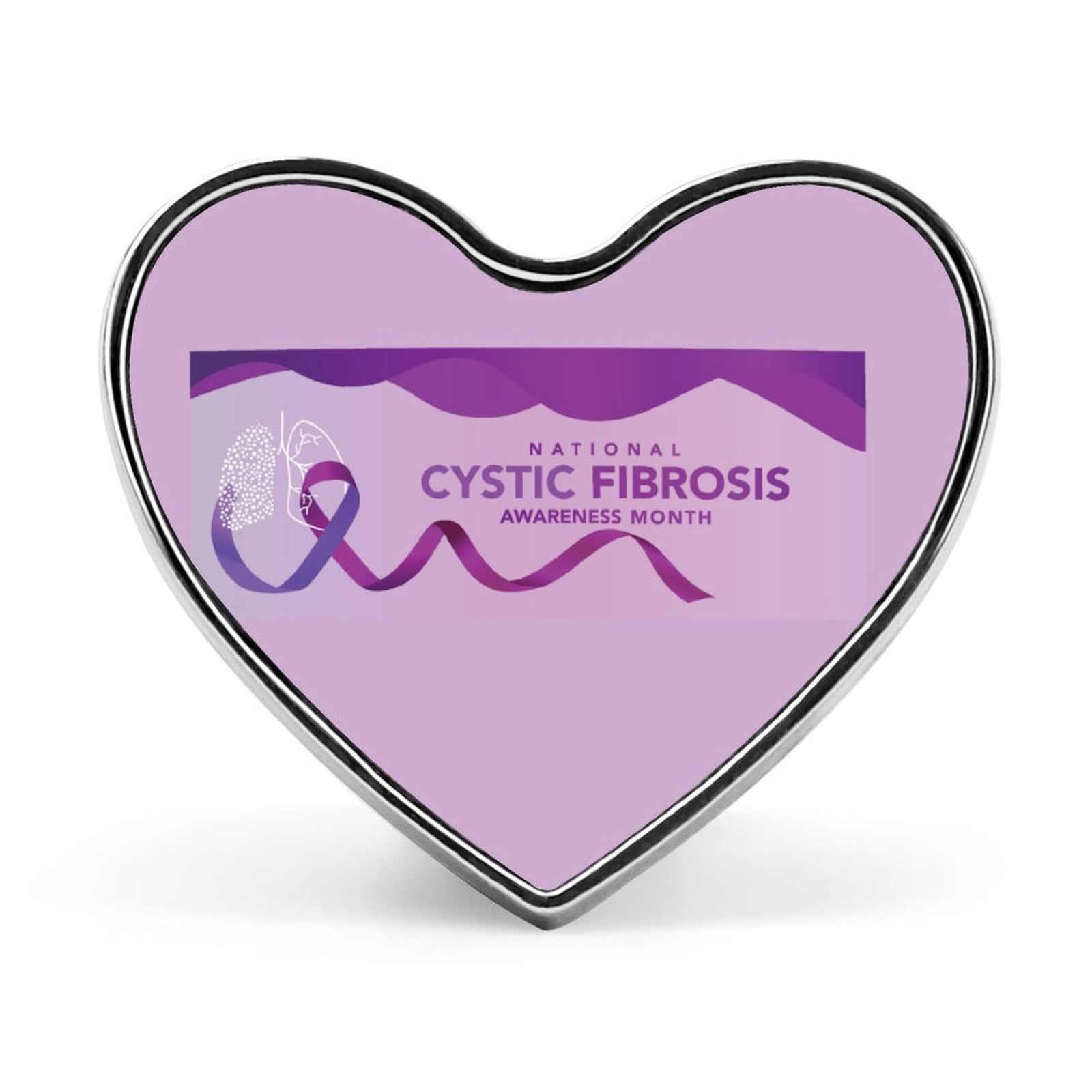 Cystic Fibrosis Awareness Month Purple Ribbon Pins Heart Buttons Enamel Badges Brooches for Men ...