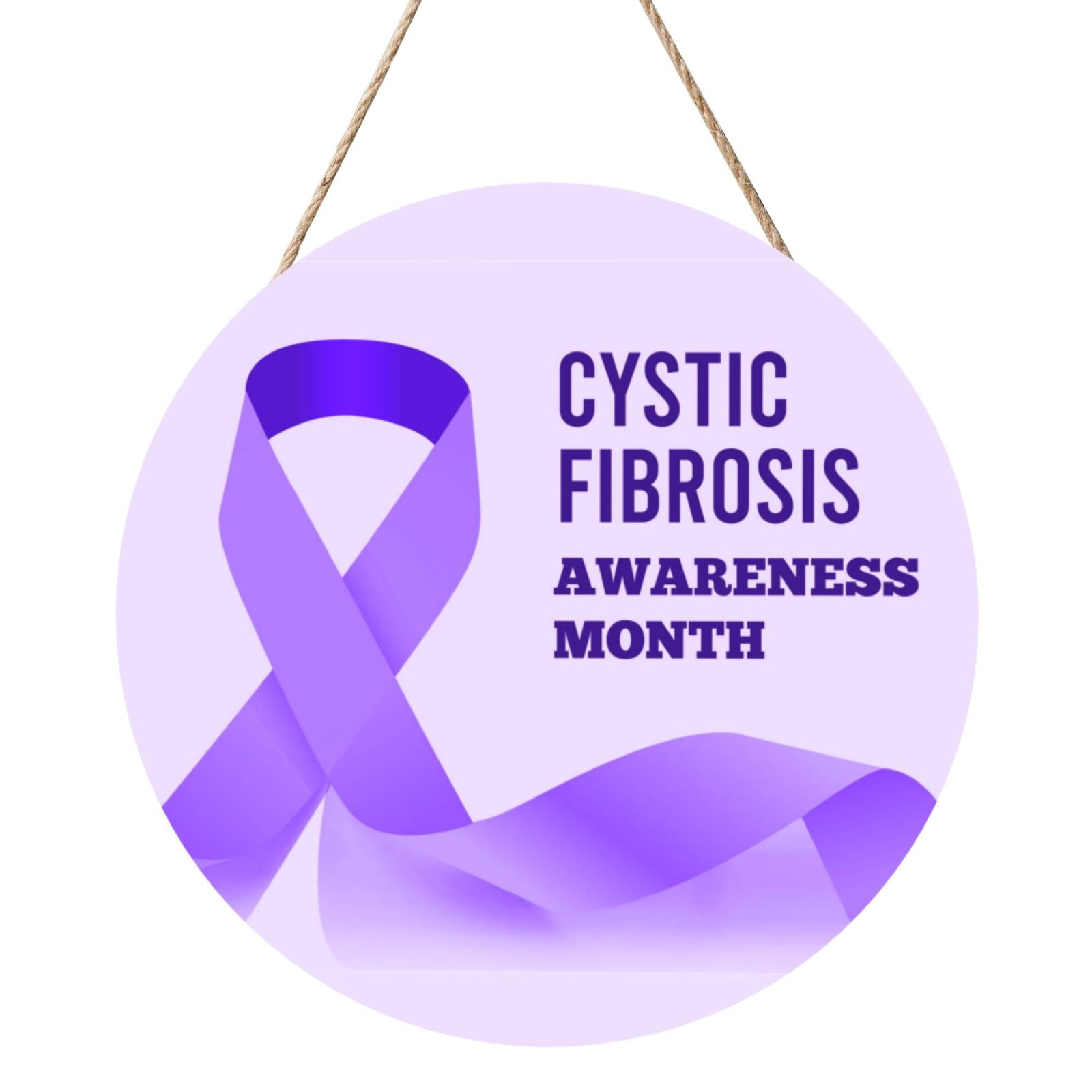 Cystic Fibrosis Awareness Month Purple Ribbon Wooden Hanging Sign ...