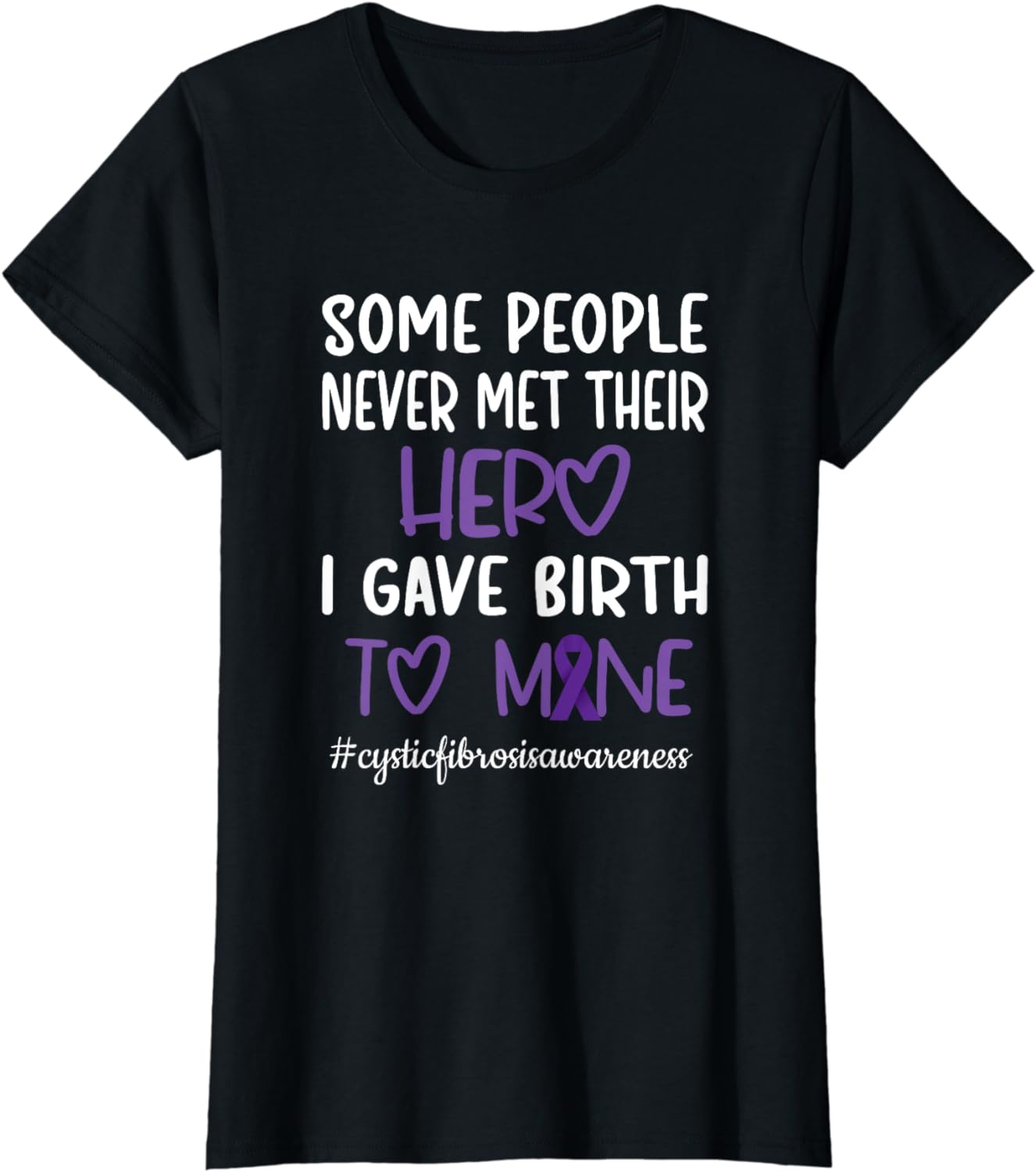 Cystic Fibrosis Warrior Mom Purple Ribbon CF Fighter T-Shirt - Walmart.com