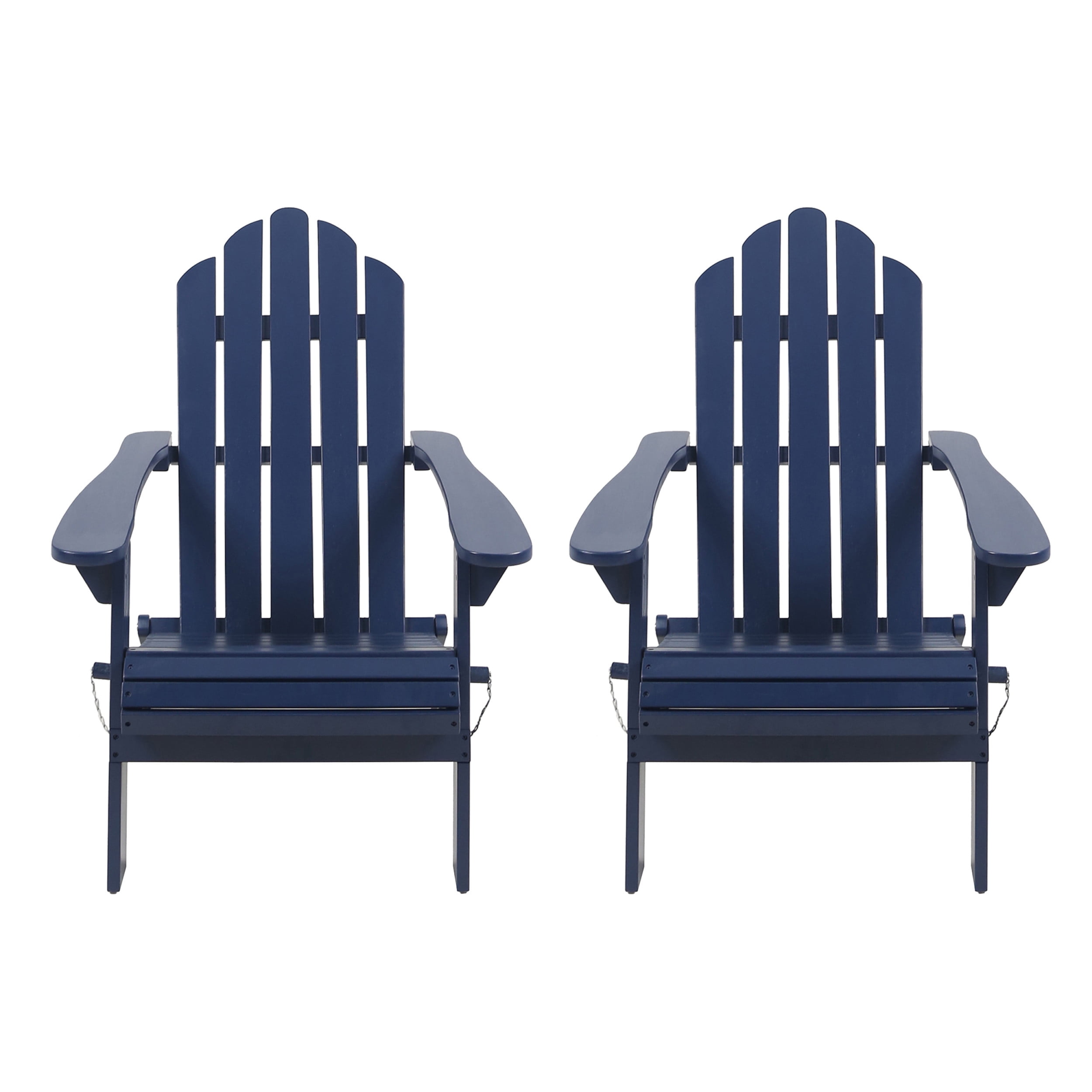 Cytheria Acacia Wood Outdoor Foldable Adirondack Chairs, Set of 2, Navy ...