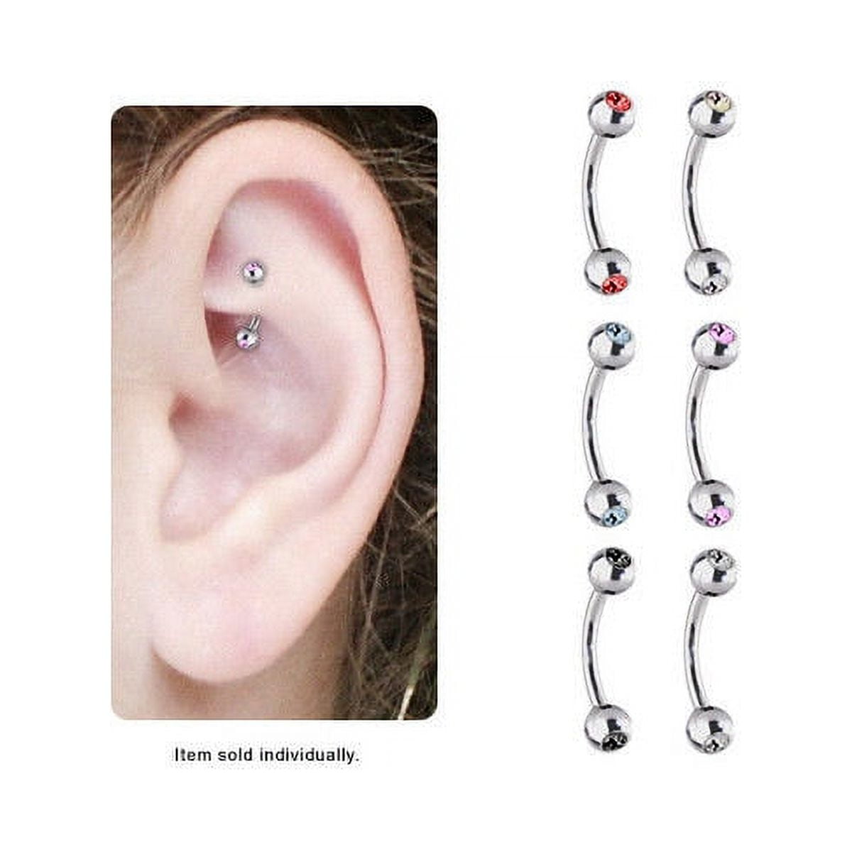 Cz Gems High Polish Titanium Curved Rook Earring - Walmart.com