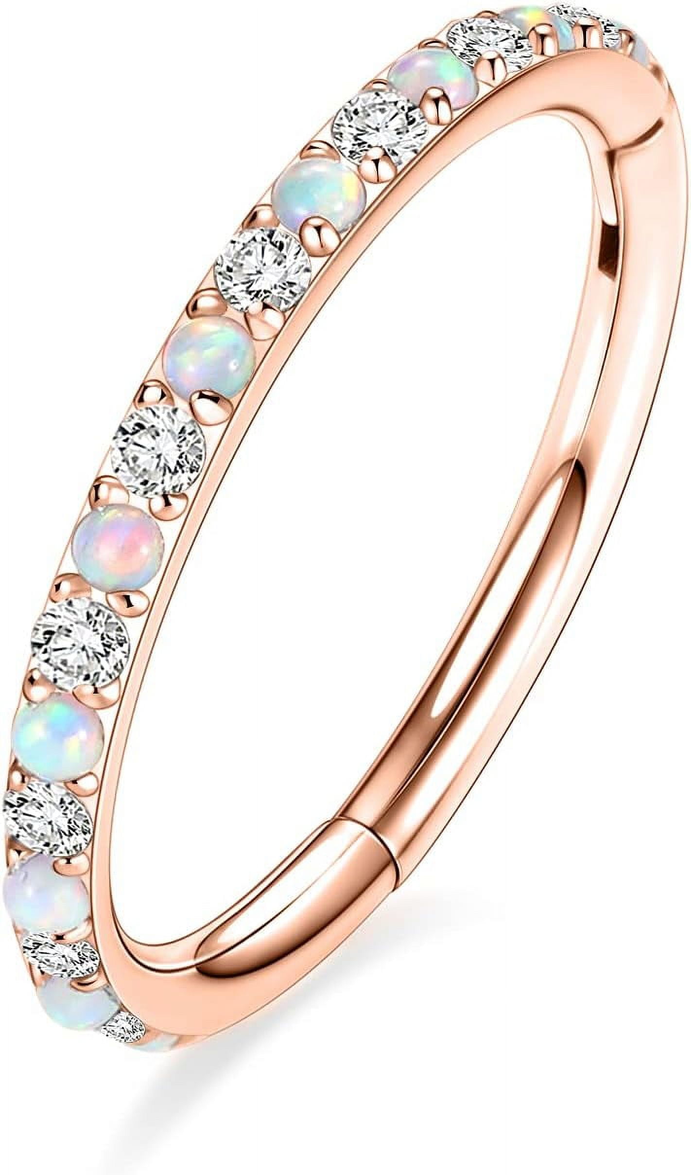 Cz Hinged Hoop Ring 20G 18G 16G 5/6/7/8/9/10/12Mm Opal Surgical Steel ...