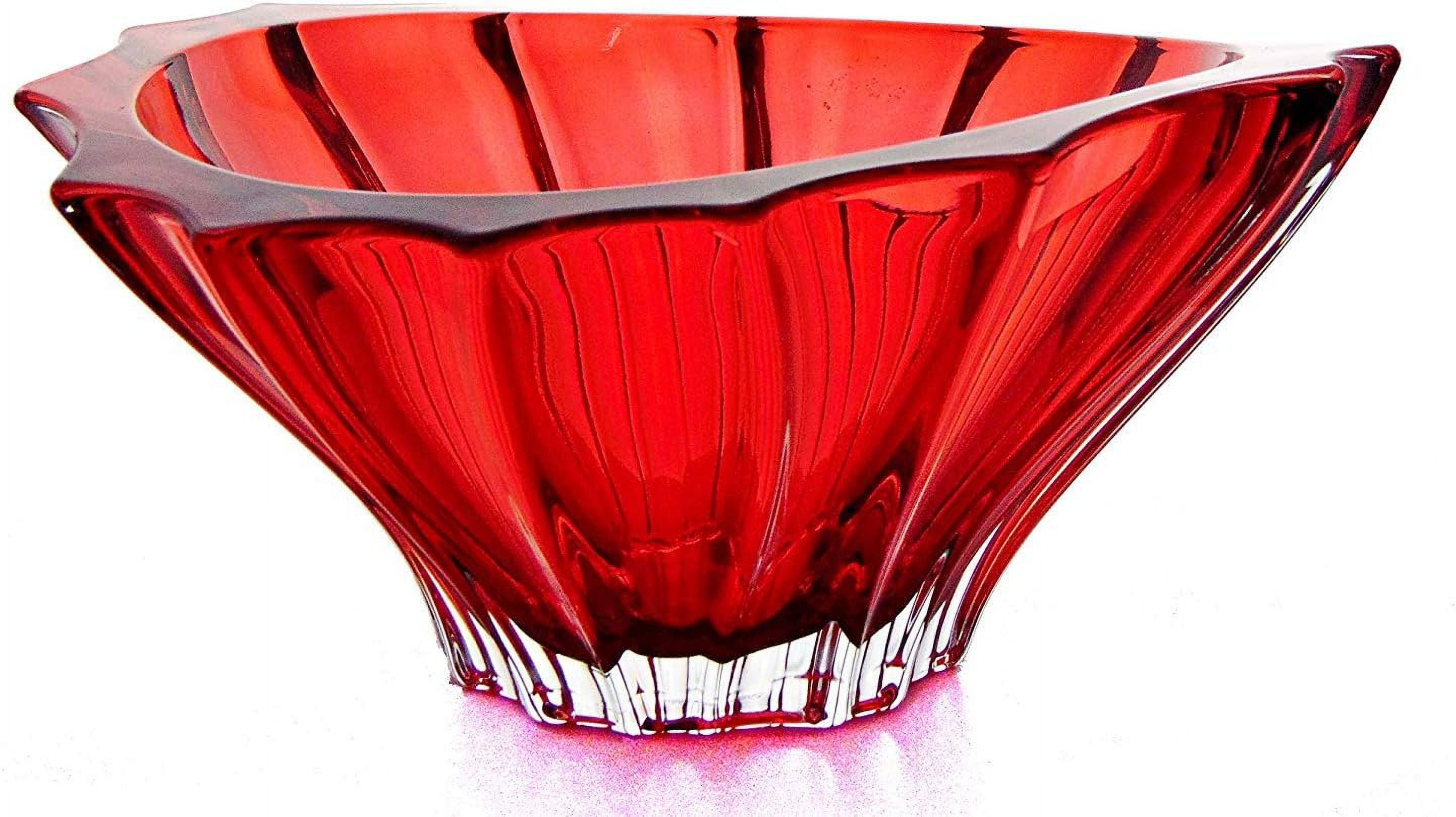 Czech Bohemian Crystal Glass Bowl-Vase 8''-Dia Red Vintage European ...