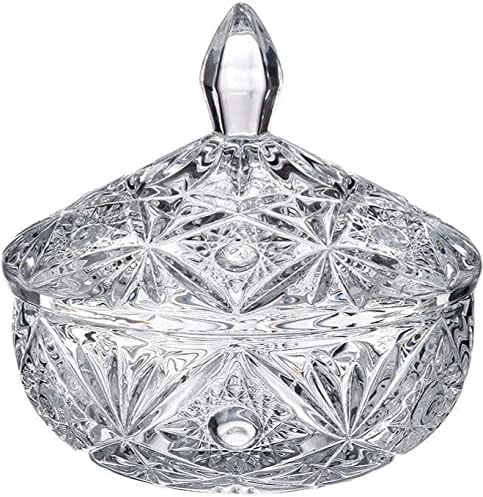Czech Bohemian Crystal Glass Bowl w/Lid 6"-H / 5.5"-Dia Perfect for ...
