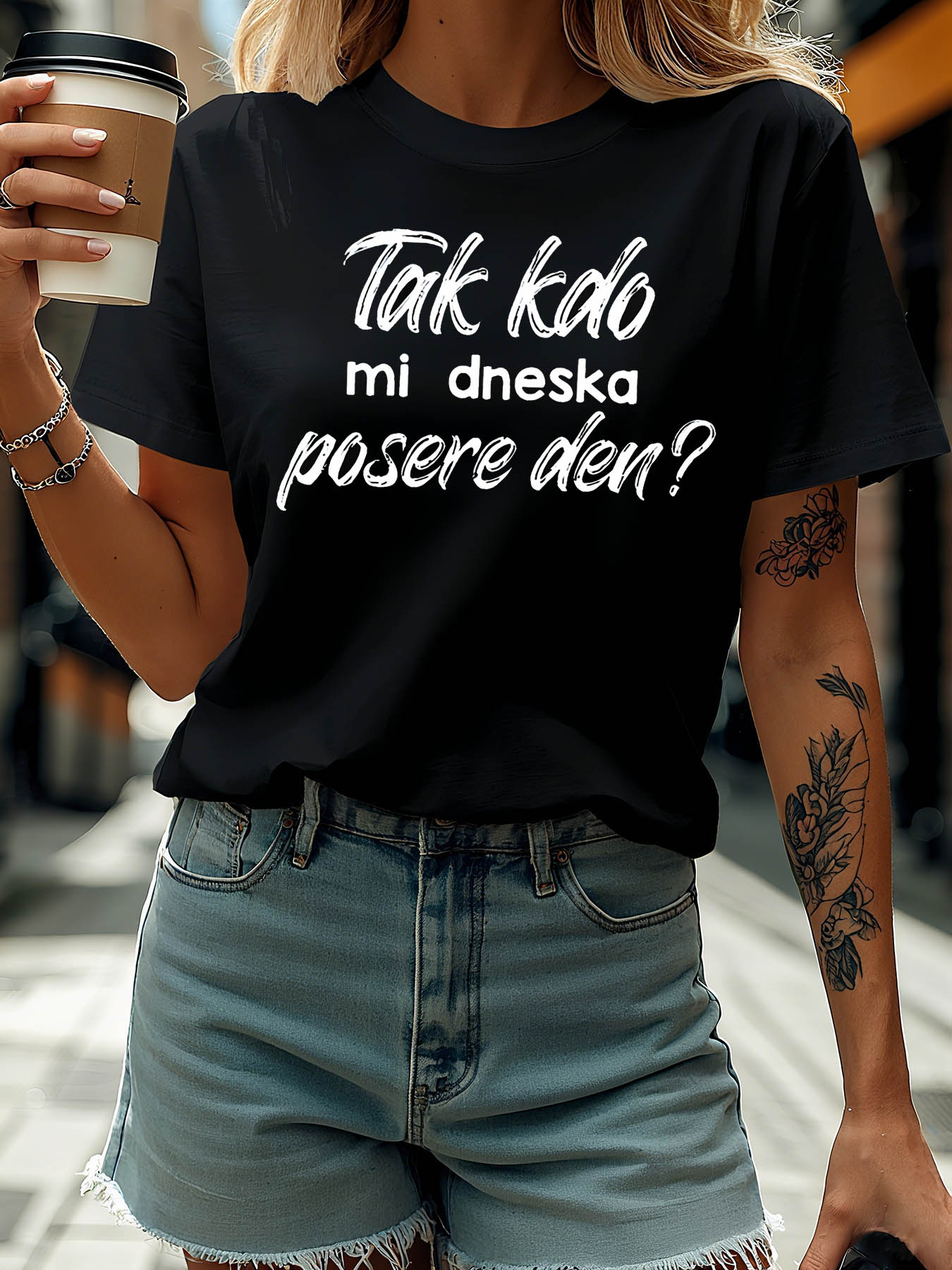 Czech Inspired Tak kdo mi dneska posere den Graphic T Shirt for Women ...