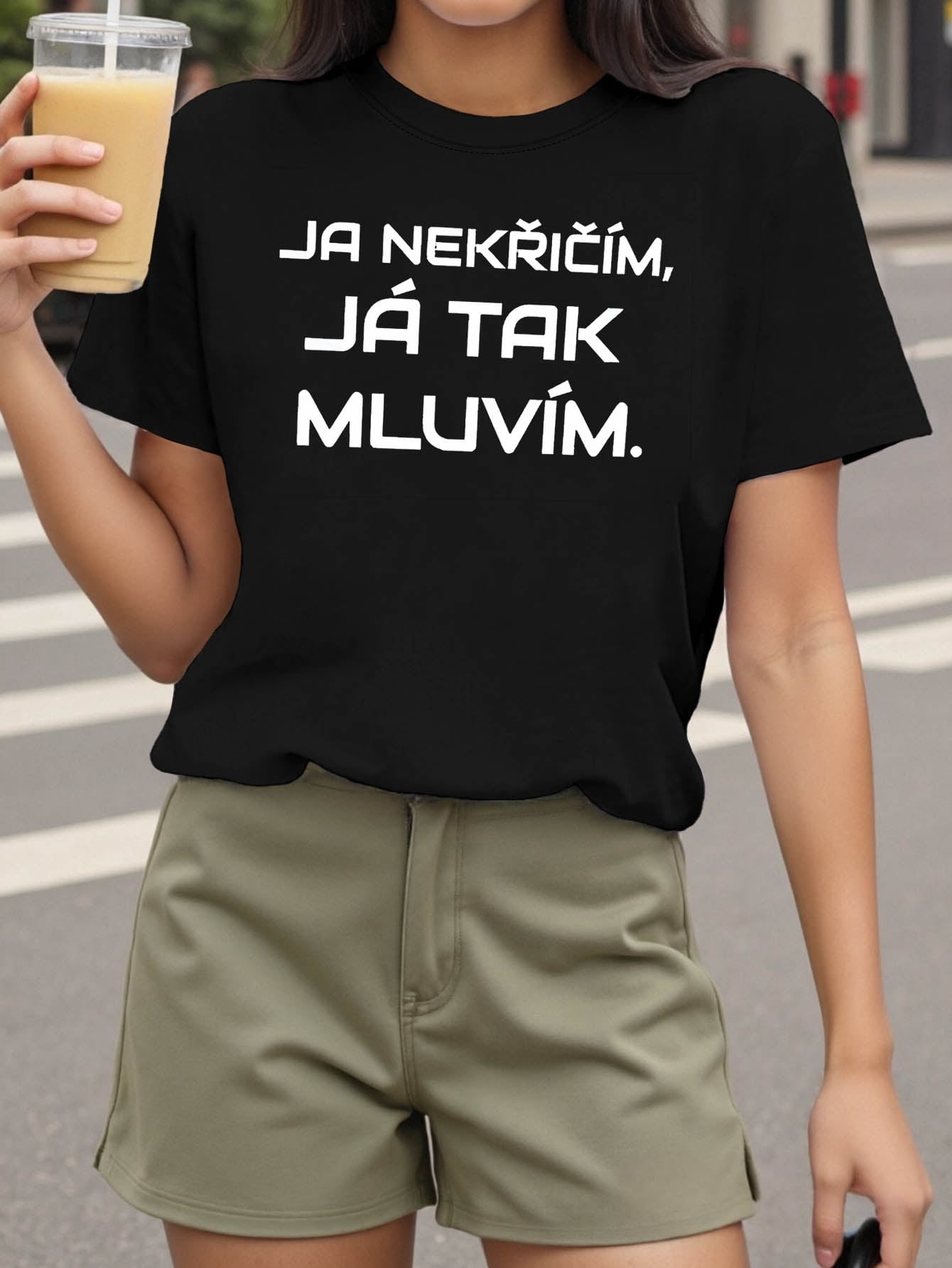 Czech Phrase Ja Nekřičím Já Tak Mluvím Graphic Womens Short Sleeve T ...