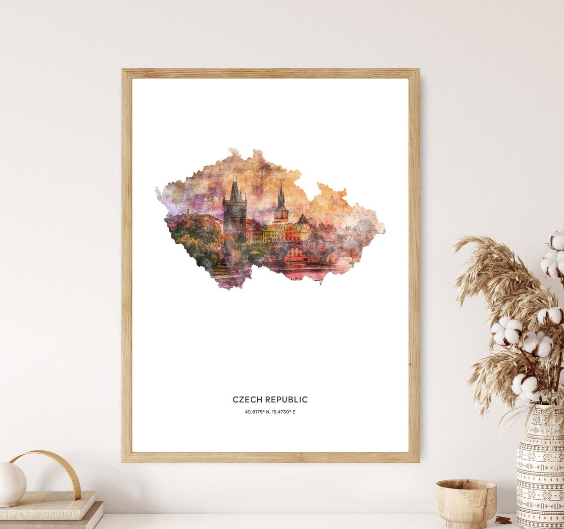 Czech Republic Print, Czechia Print, Czechia Poster, Czechia Map Art ...