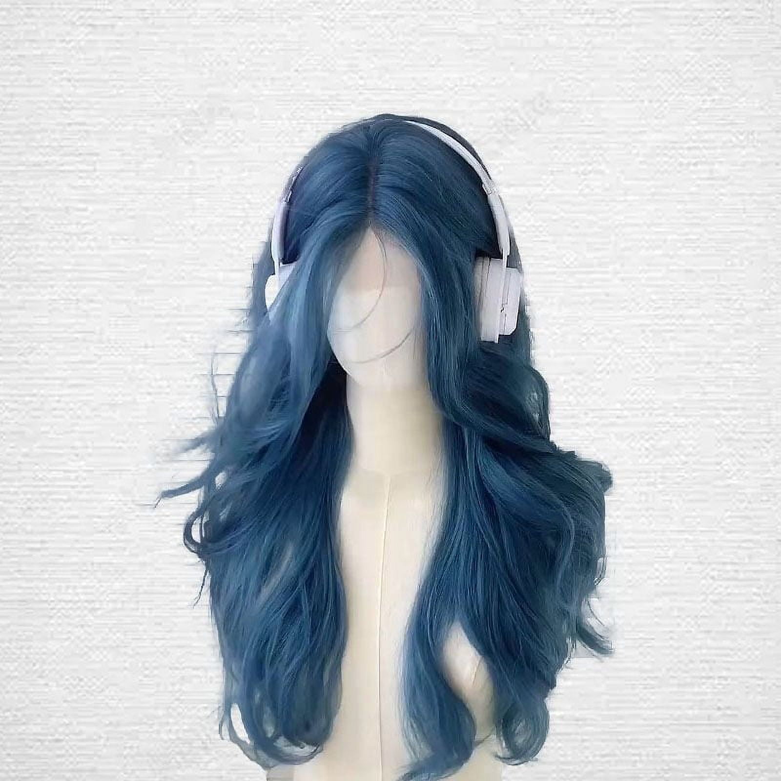 CzestPyake 27 Inch Deep Wave Lace Frontwigs Human Hair Blue Wig For ...