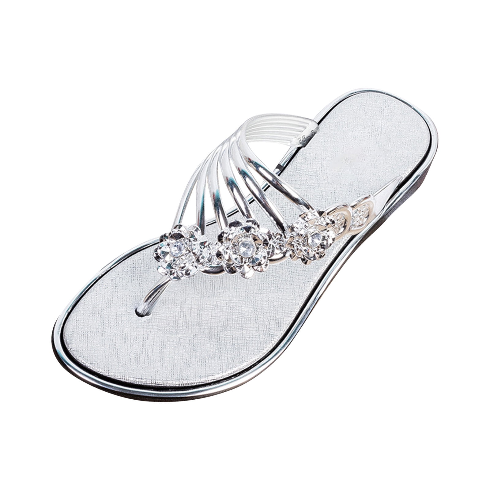 Czxfifvy Women Rhinestone Boho Flip Flops Summer Comfort Beach Slippers ...