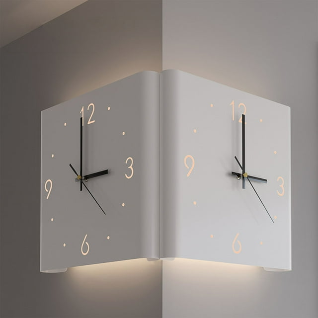 Czzoypi Double Sided Wall Corner Clock Modern Decorative Art With Luminous Sensor Silent