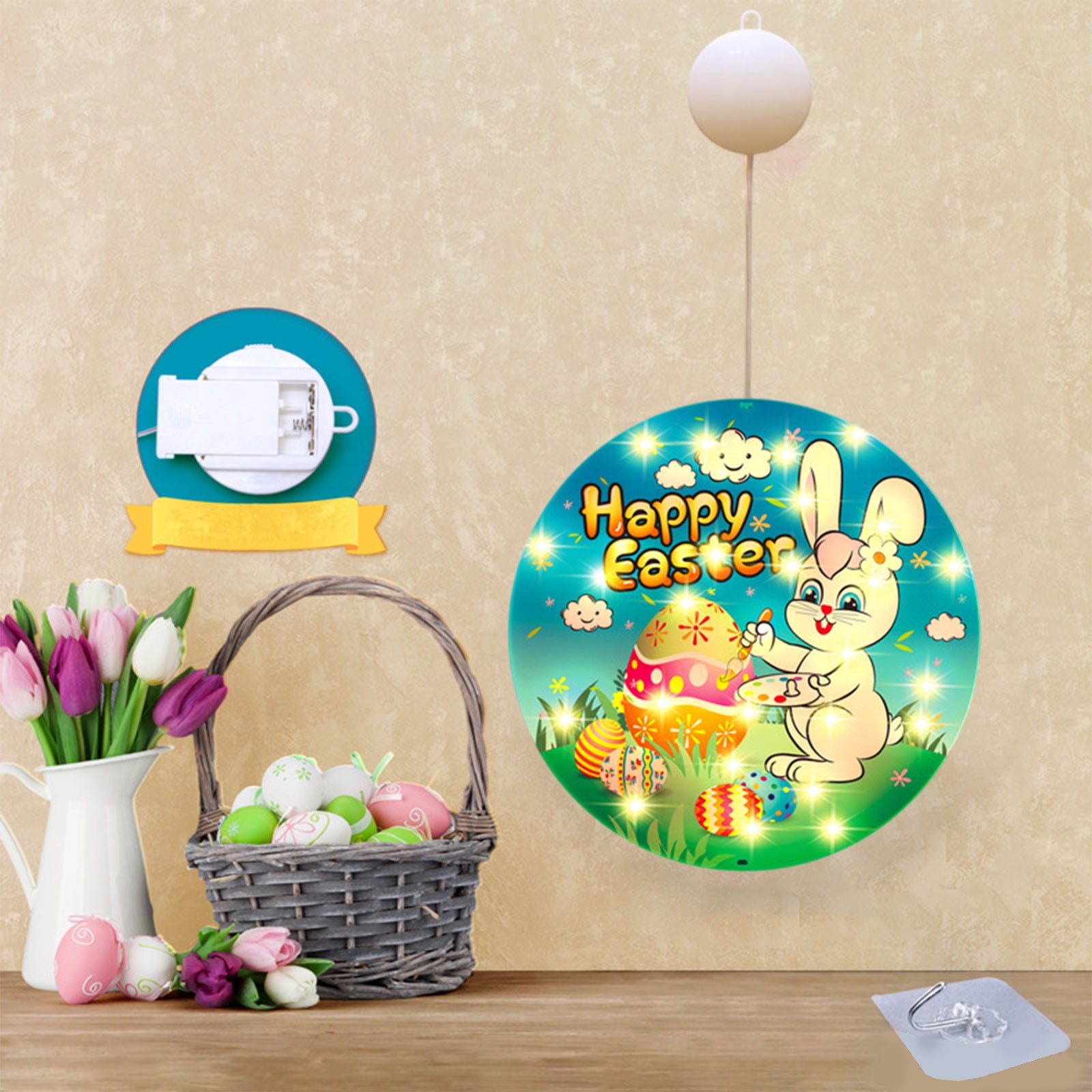 Czzoypi Easter Bunny Light LED Suction Cup Hanging Light Indoor Window ...