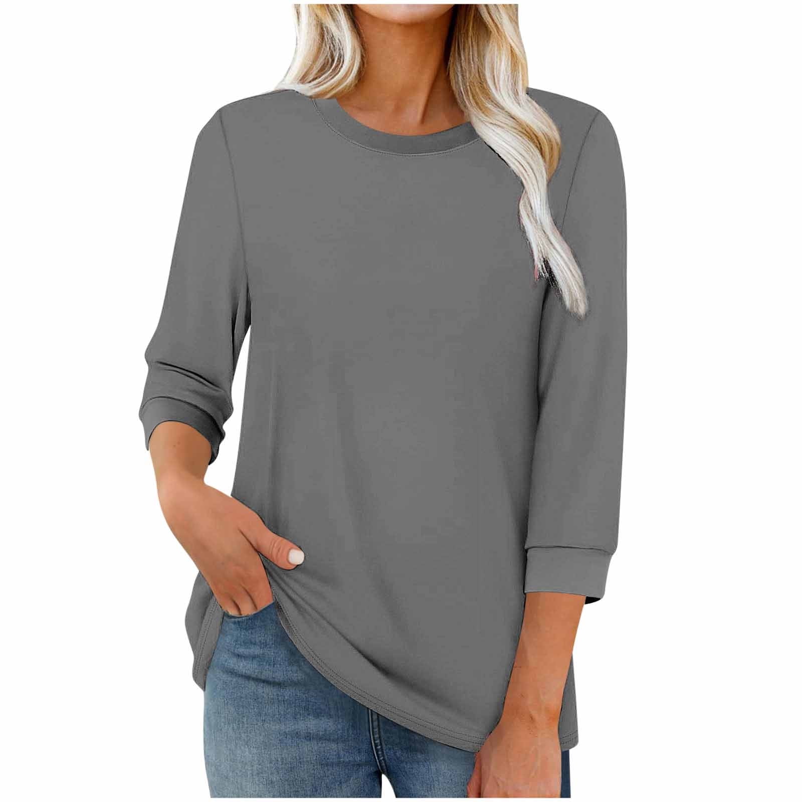 Czzoypi Summer Women's 3/4 Sleeve Round Neck Casual Tops Printed Blouse ...