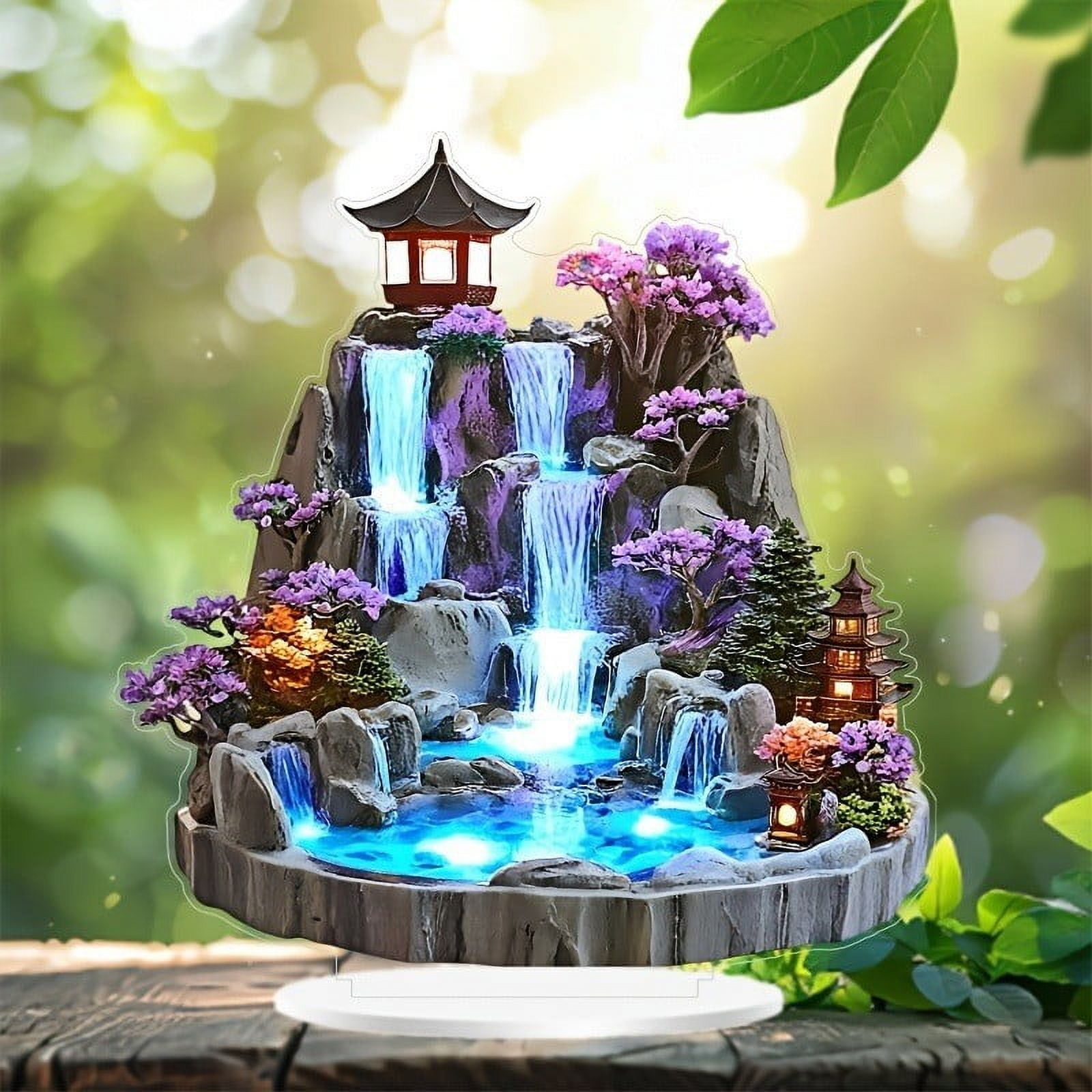 Czzoypi Tabletop Fountain Rockery Waterfall Fountain Indoor Relaxation ...