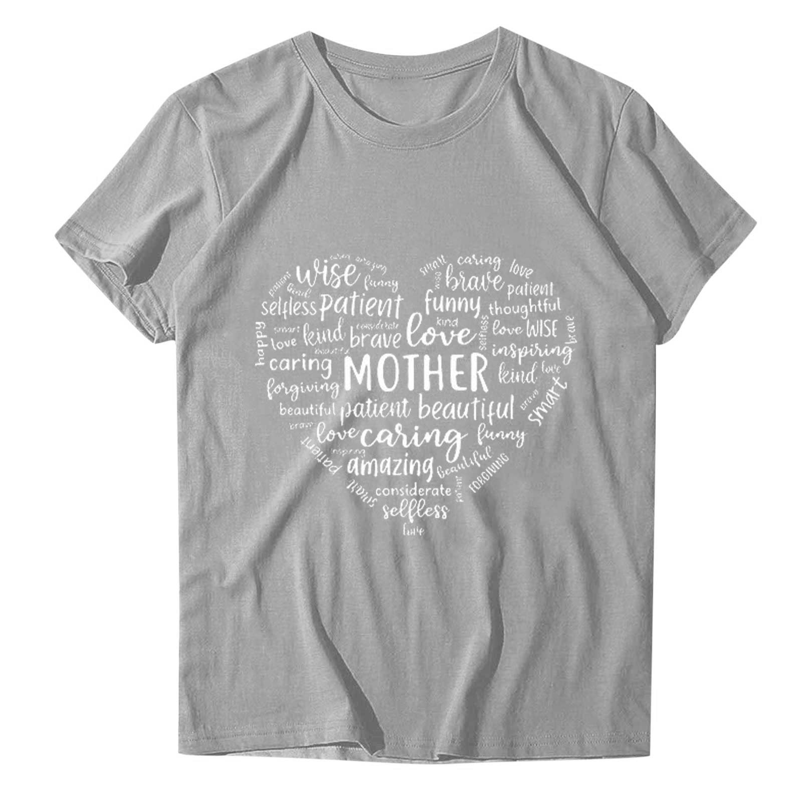 Czzoypi Women Graphic Letter Print T-Shirt Crewneck Short Sleeve Casual ...