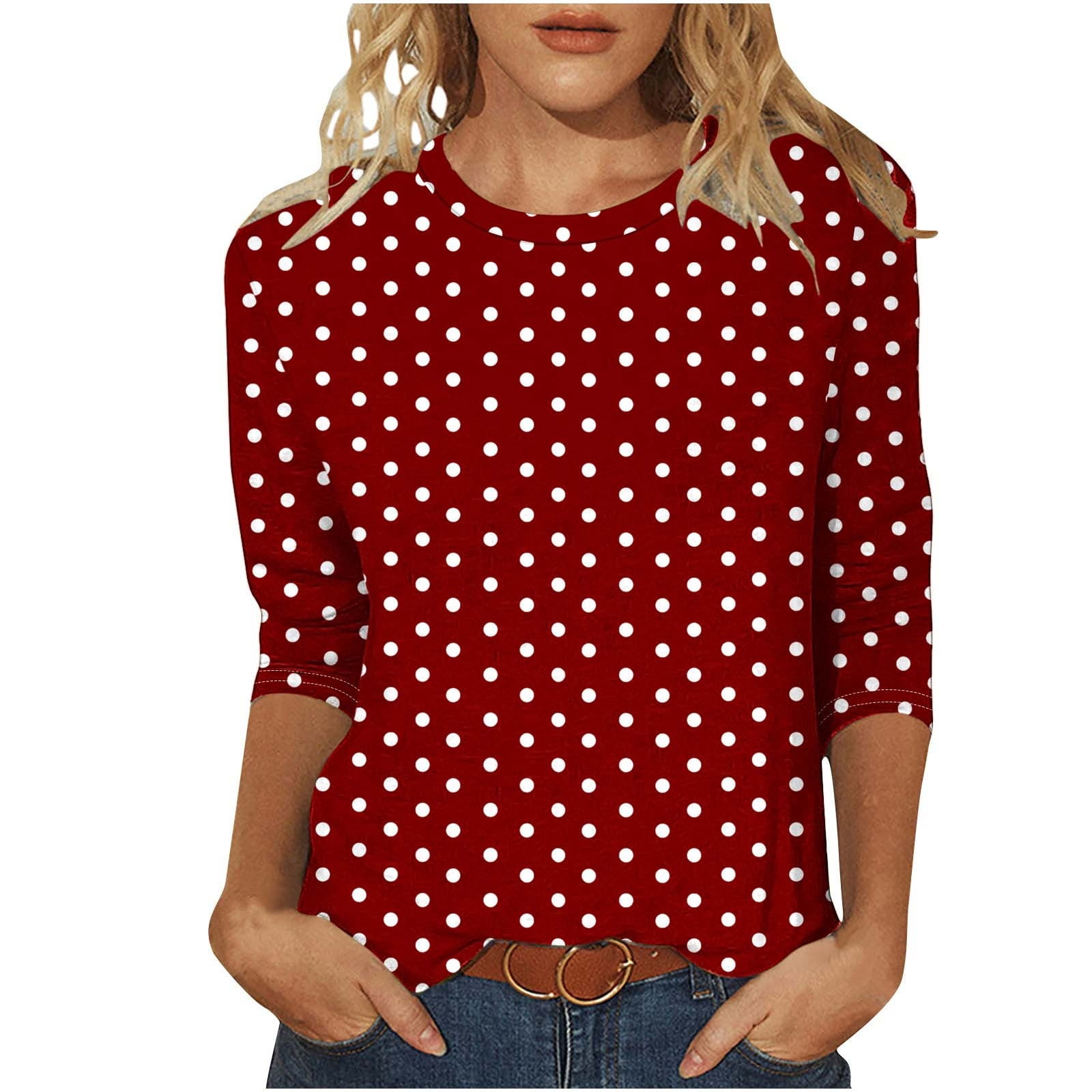 Czzoypi Women's Polka Dot T-Shirt Casual Beach Vacation Party Blouse ...