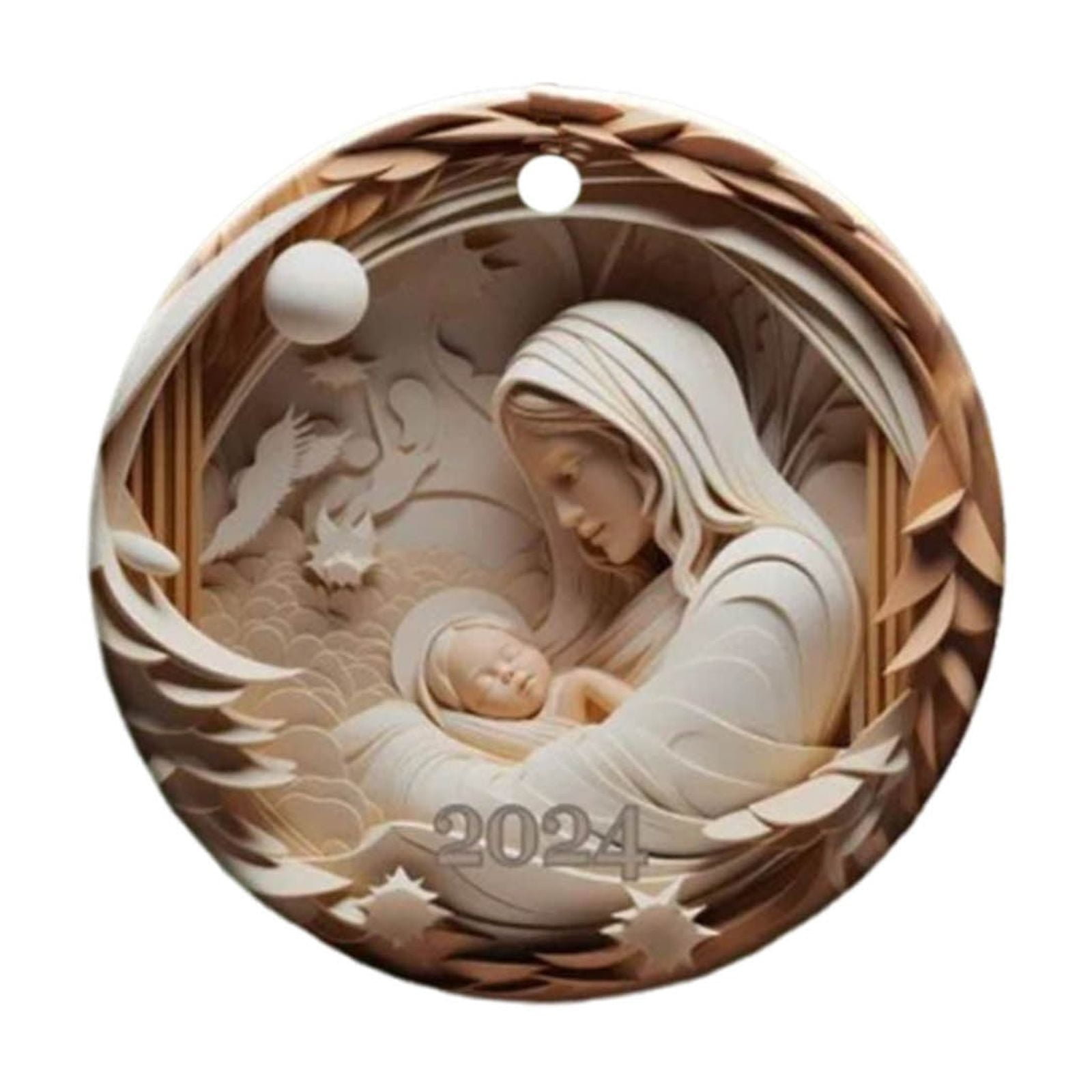 D 2024 Christmas Nativity Ornament With Hanging Decor, Acrylic 3D ...