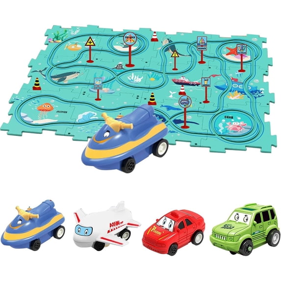 D 25 Piece Diy Puzzle Track Car Play Set Building Blocks City Map Scene ...
