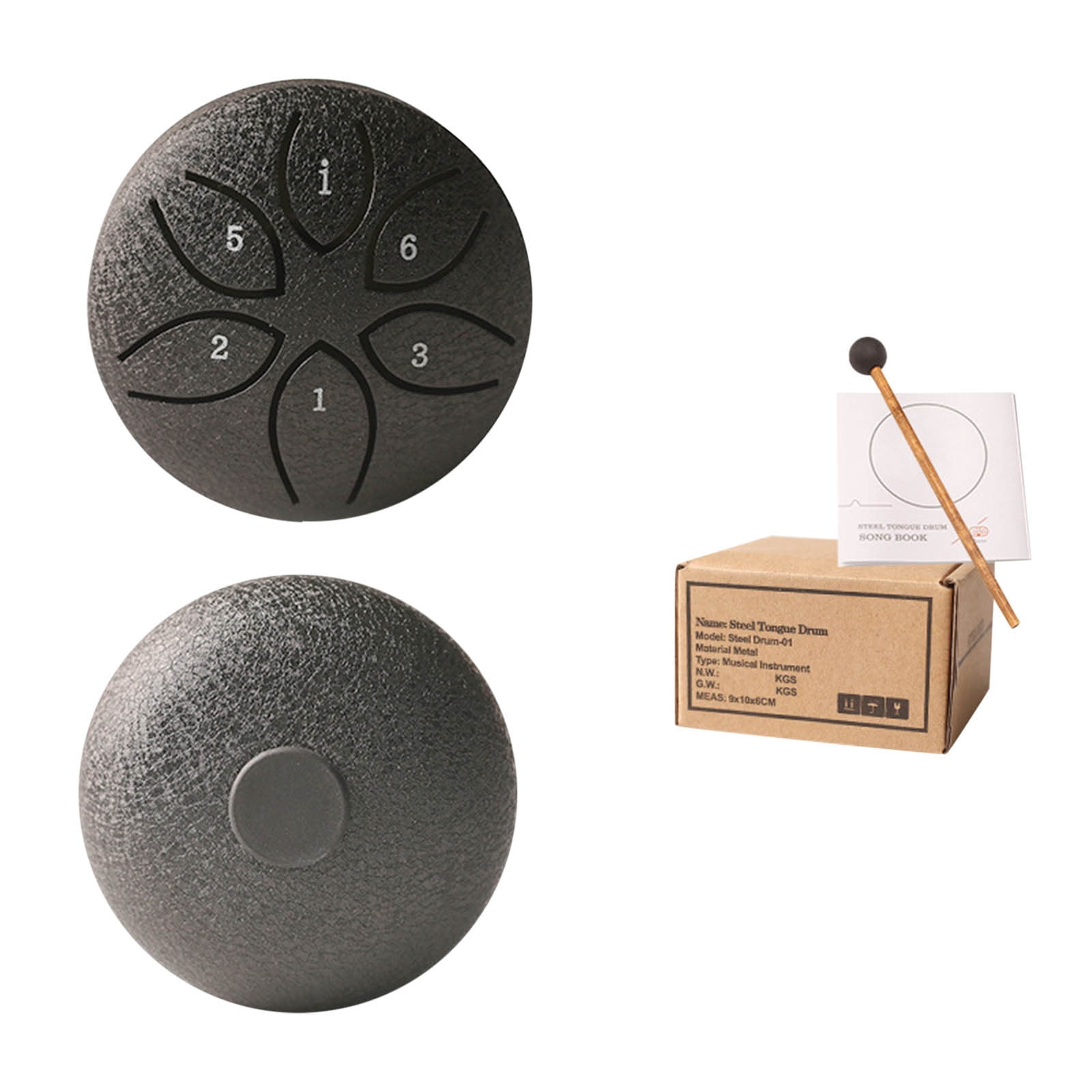 D-377 Black Portable 3 Inch Steel Tongue Drum Outdoor Rain Musical ...