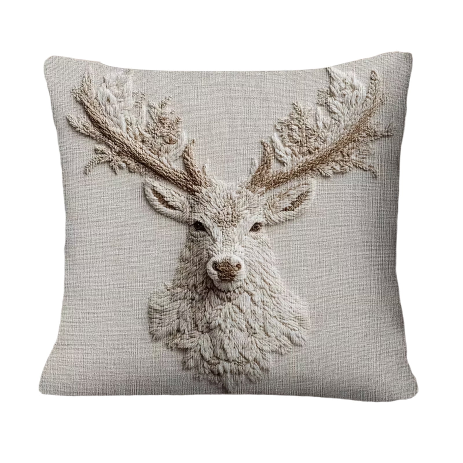 D 45X45Cm Animal Series Faux Embroidery Pillow Cover, Cute Cat Dog Deer ...