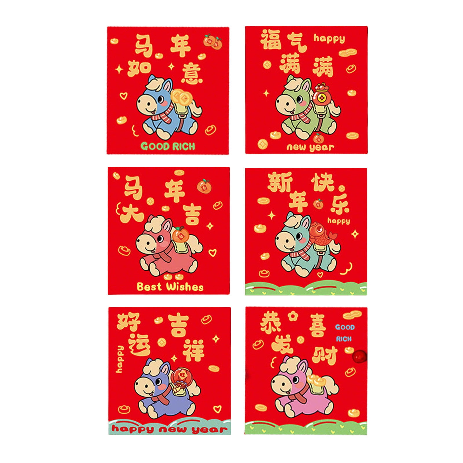 D 6 Pieces 2026 Chinese New Year Lunar New Year Red Envelopes Year Of ...