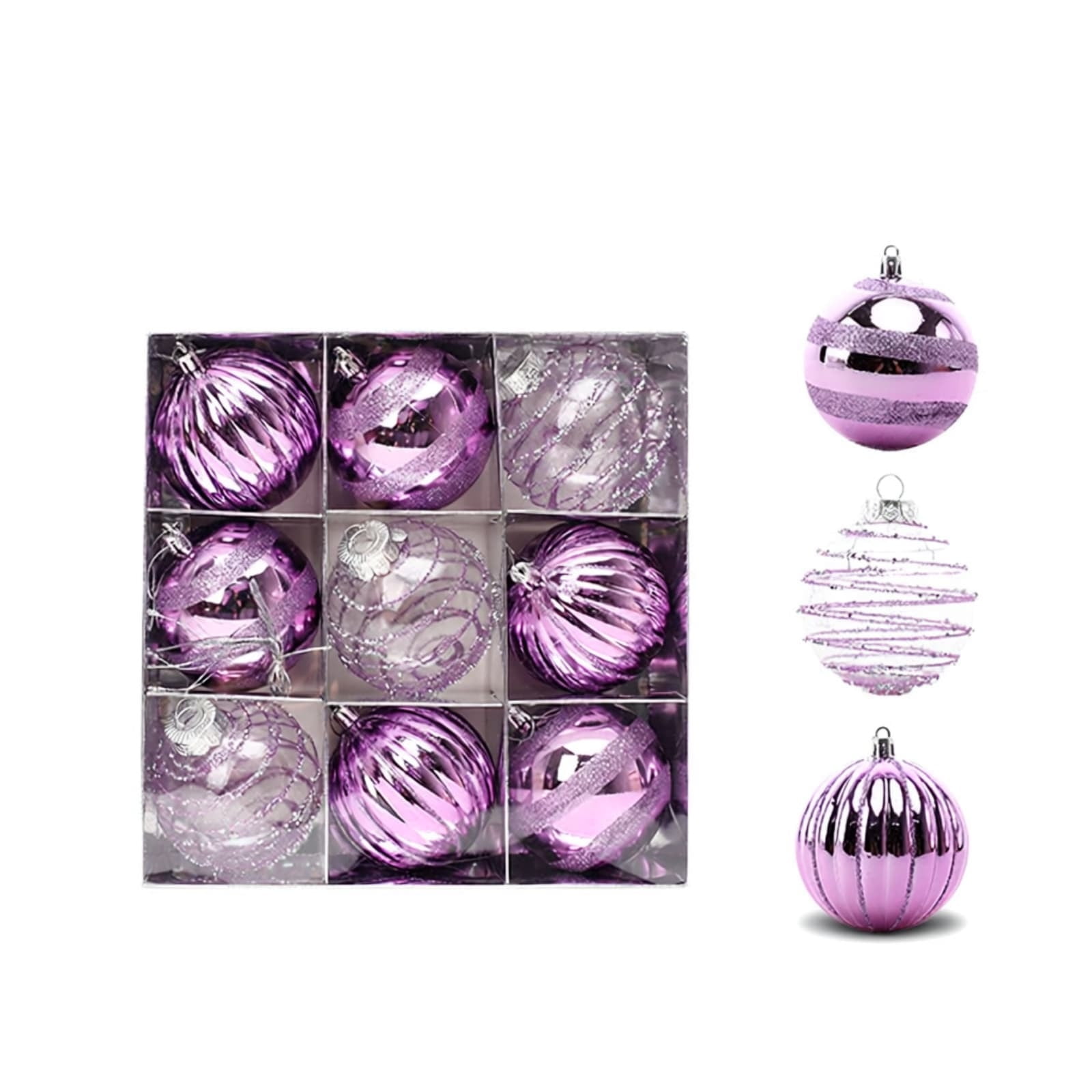D 9 Pack Combination Balls For Christmas Transparent Balls For Tree ...