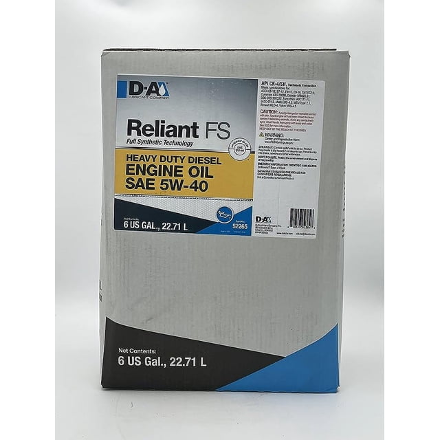D-A LUBRICANT COMPANY 52265, Full Synthetic Engine Oil SAE 5W-40, 6 ...