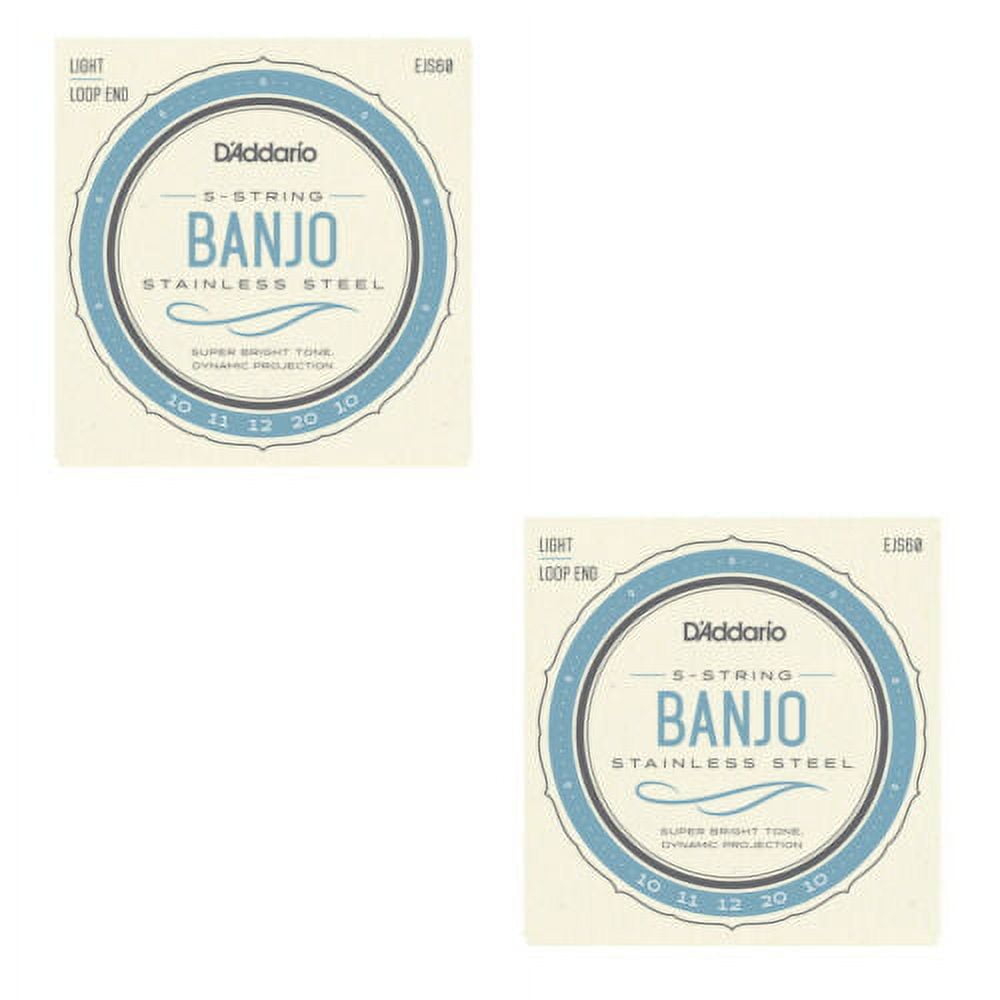 D'Addario Banjo Strings 2-Pack EJ60 Stainless Steel Light Loop End ...