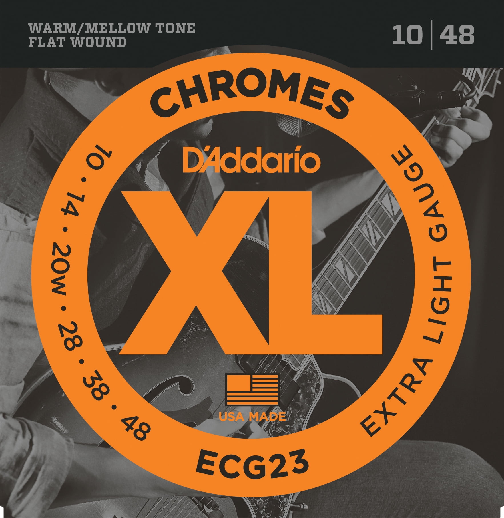 D'Addario ECG23 Chromes Flat Wound Electric Guitar Strings, Extra Light ...