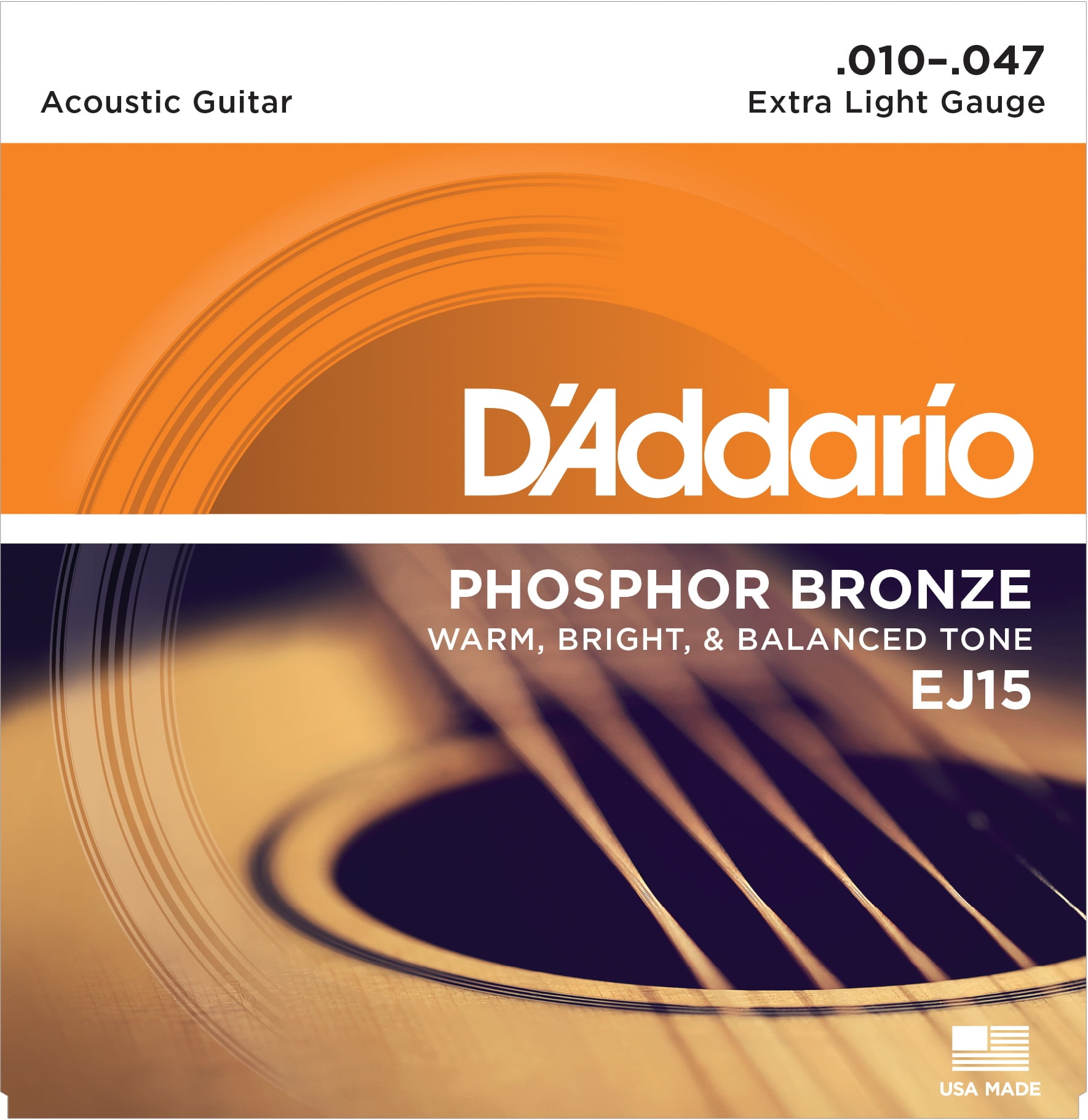 D'Addario, Acoustic Guitar Strings, EJ15, Extra Light 10-47 - Walmart.com