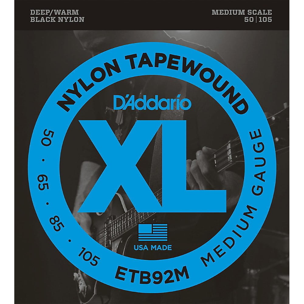 D'Addario ETB92M Tapewound Bass Guitar Strings, Medium, 50-105, Medium ...