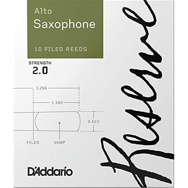 D'Addario Reed Reserve Alto Saxophone Strength: 2.0 (10 Sheets) Filed ...