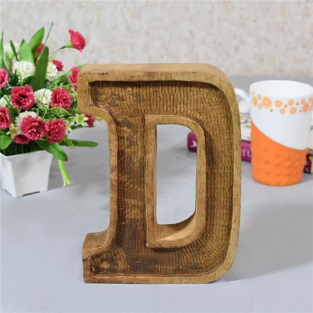 D Alphabet Handmade Letter Block Eco-Friendly Wall Decor, Natural ...