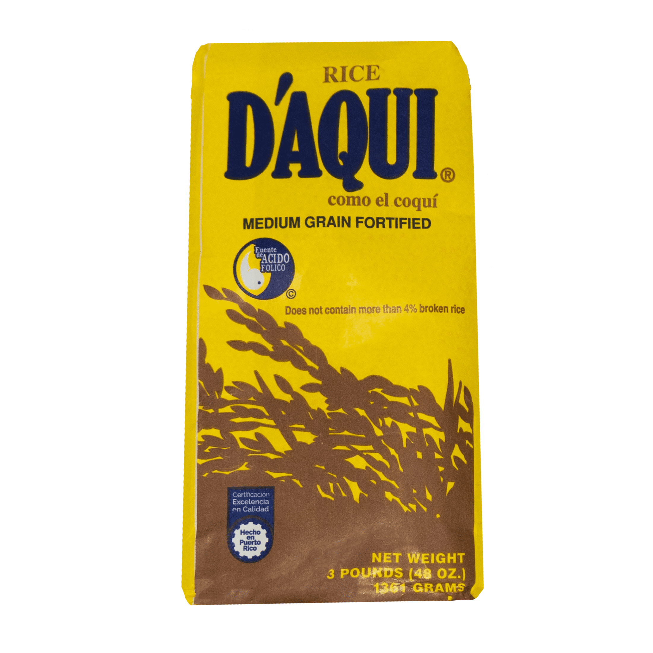 D'Aqui Medium Grain Fortified Rice, 48 oz, 3 Pounds, Gluten Free, Shelf ...