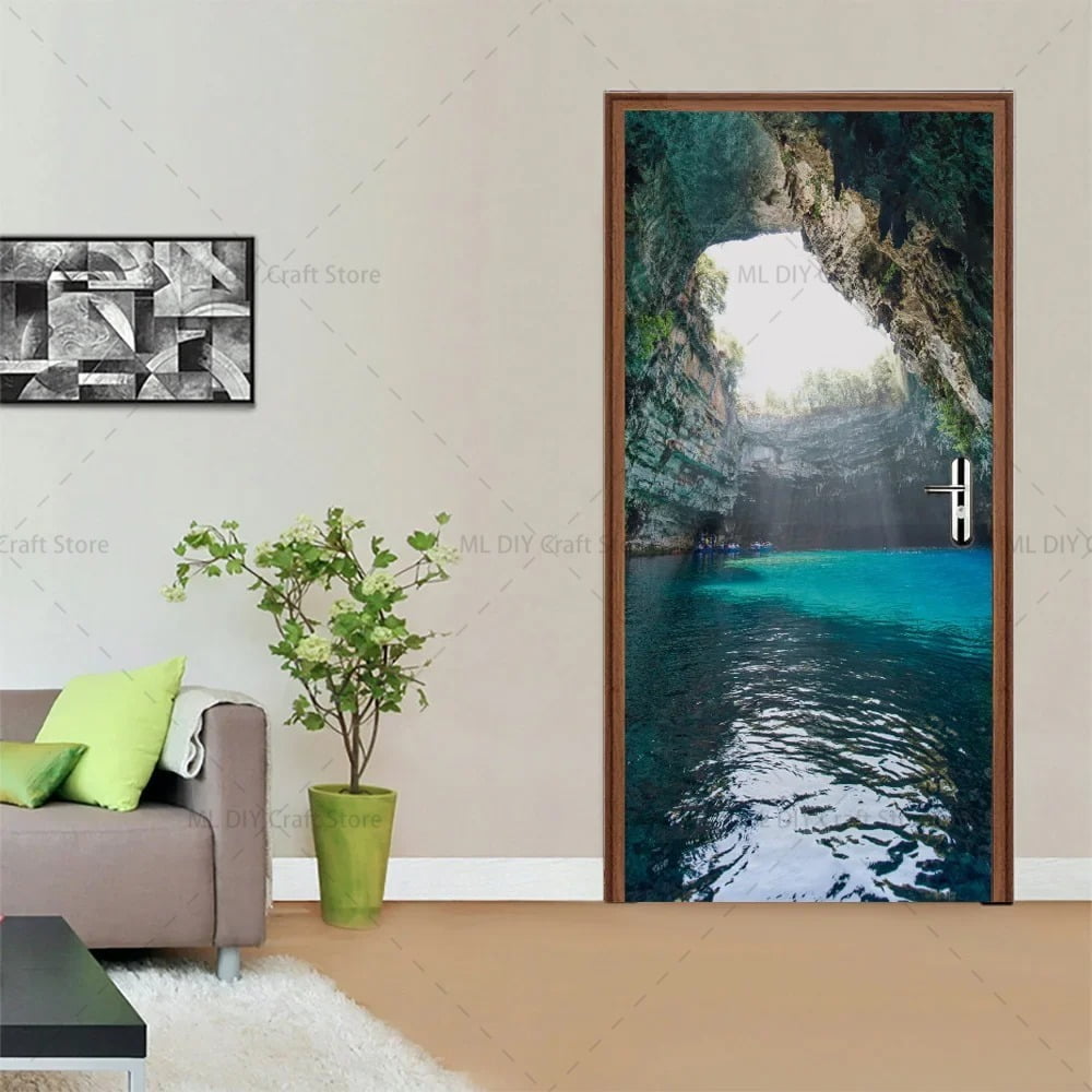D Arched St Door Design Door Art Sticker Removable Pastoral Style Path ...