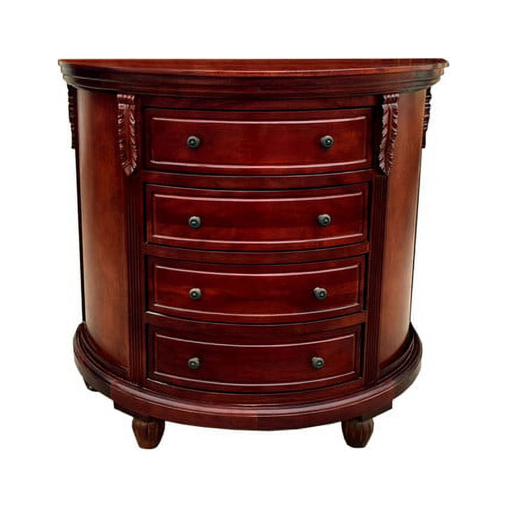 D-Art Collection Demilune Rounded Chest in Mahogany wood dark brown ...