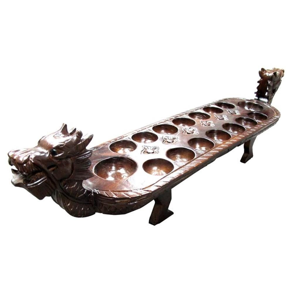 D Art Collection Dragon Mancala, Solid Brown Teak Wood, Handcrafted ...