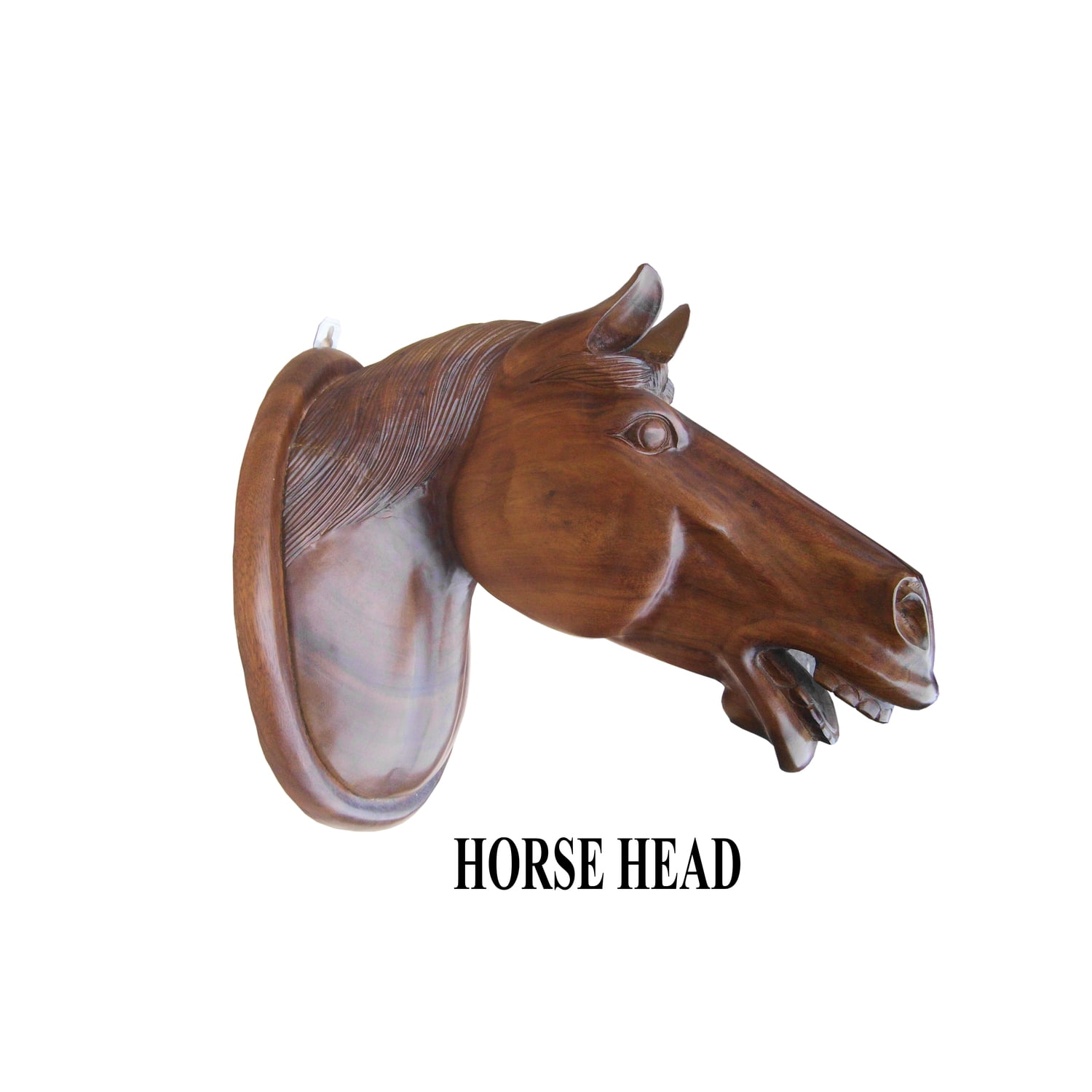 D-Art Collection Mahogany Wood Horse Head Wall Mount Statue in Honey ...
