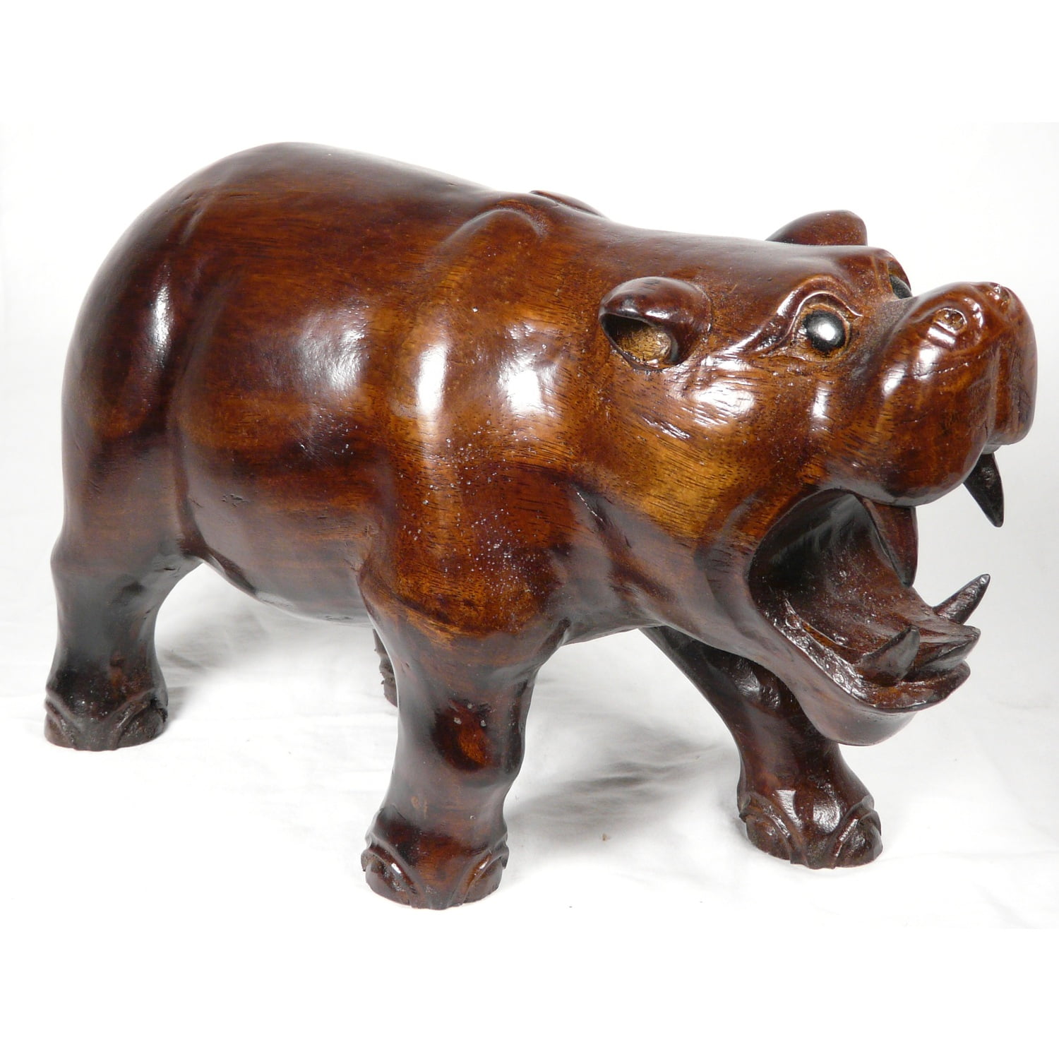 D-Art Collection Traditional Teak and Mahogany Solid Wood Hippo Statue ...