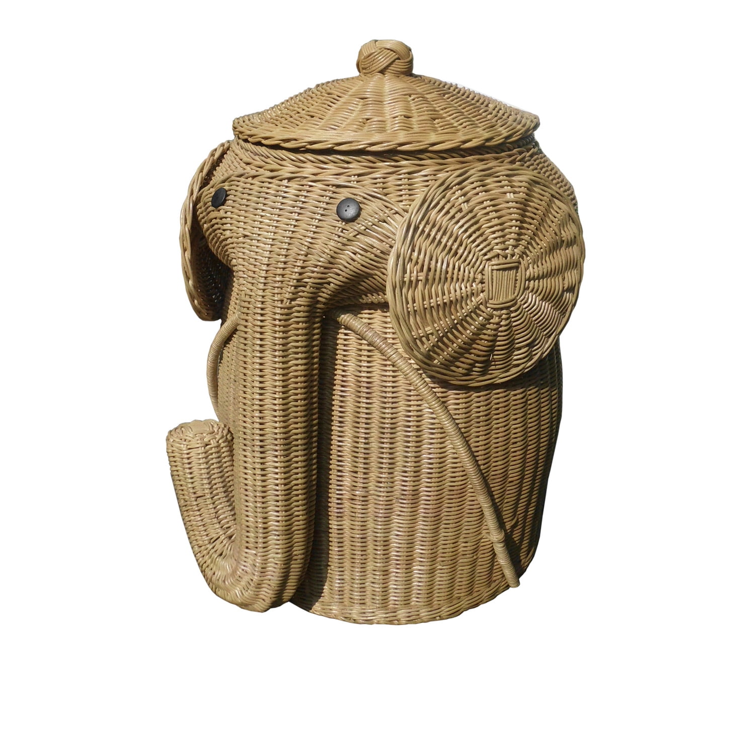 D-Art Collection Traditional Wicker/Rattan Elephant Laundry Hamper in ...