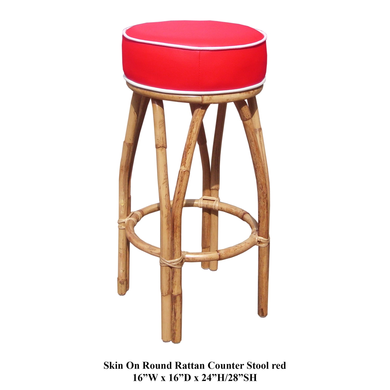 D-Art Collection Tropical Rattan Red Counter Stool - Walmart.com