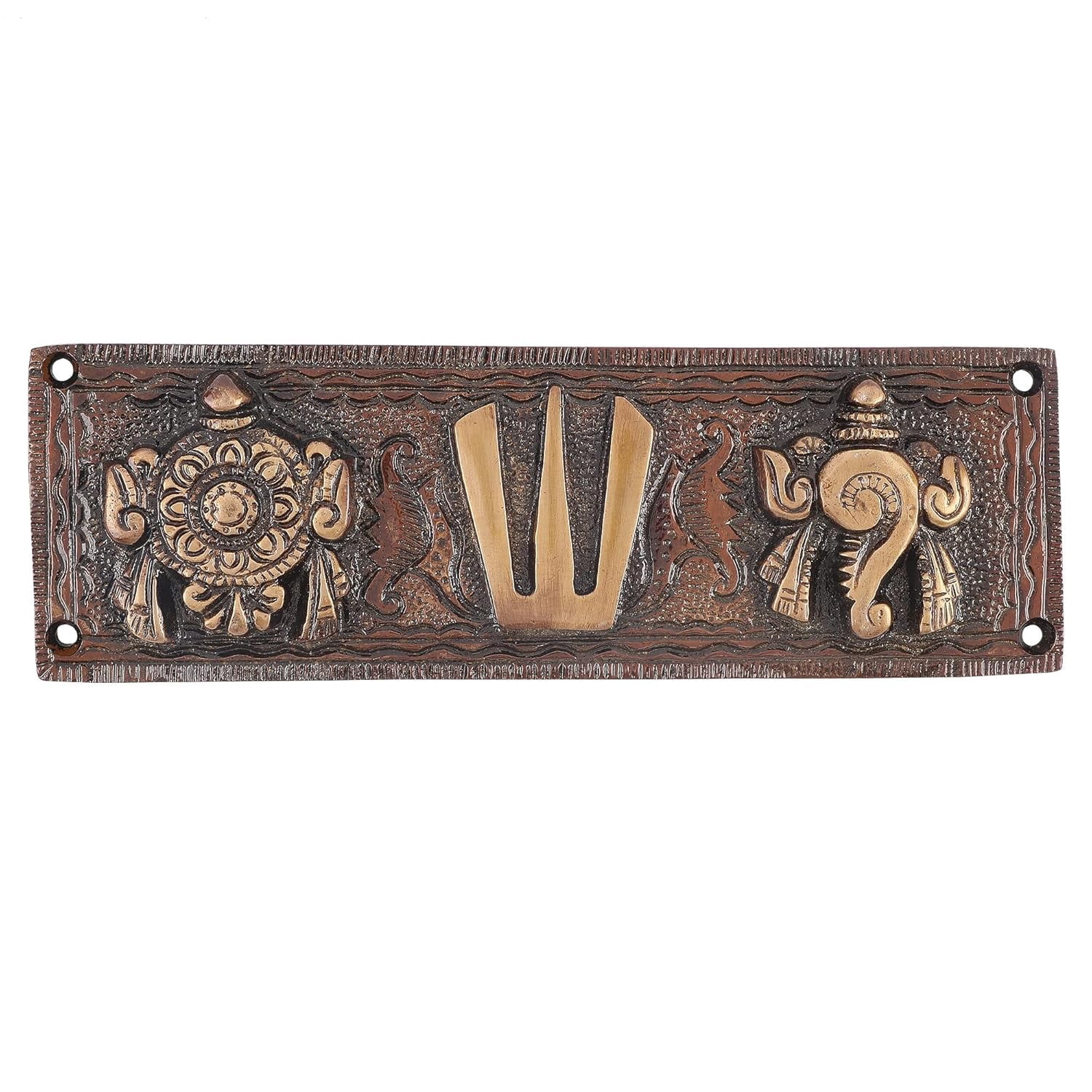 D Brasso Brass Shankh Chakra Namah Wall Hanging Showpiece Brown ...